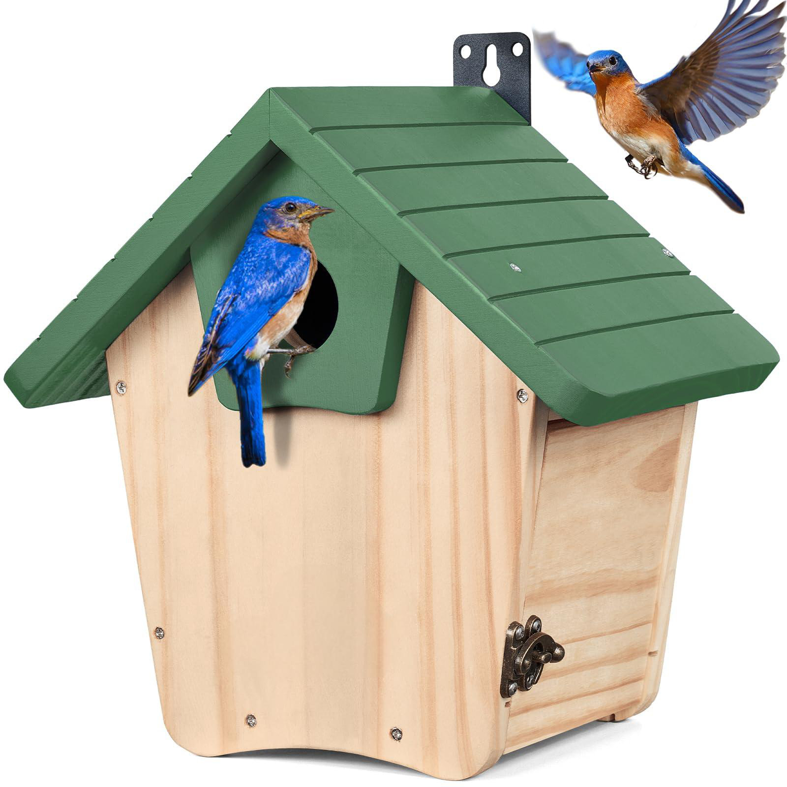August Grove® Blue Bird House For Outside - Cedar Wood Nesting Box With ...