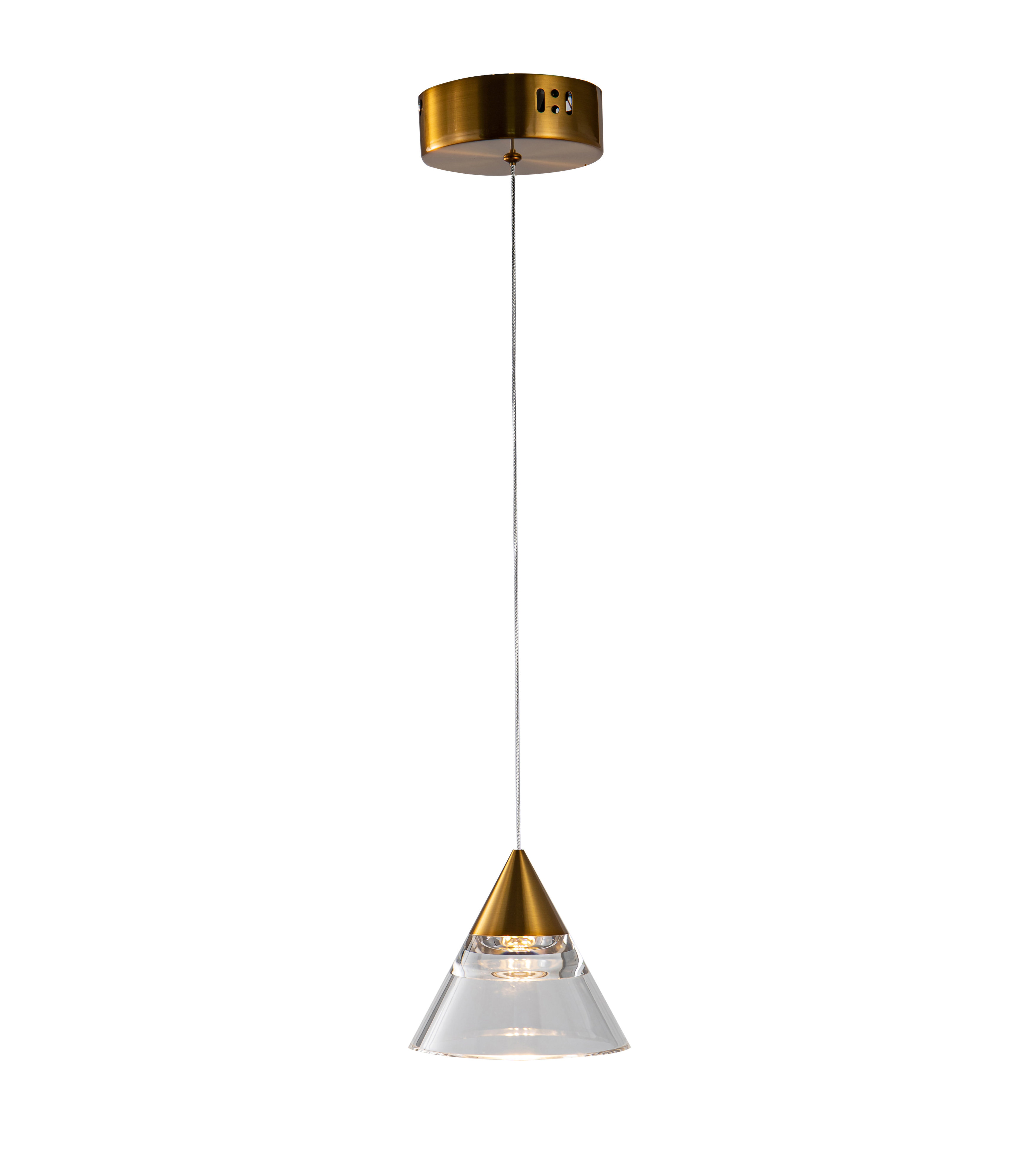 Mercer41 Cleckler 1-Light Antique Gold LED Single Pendant With A Clear ...