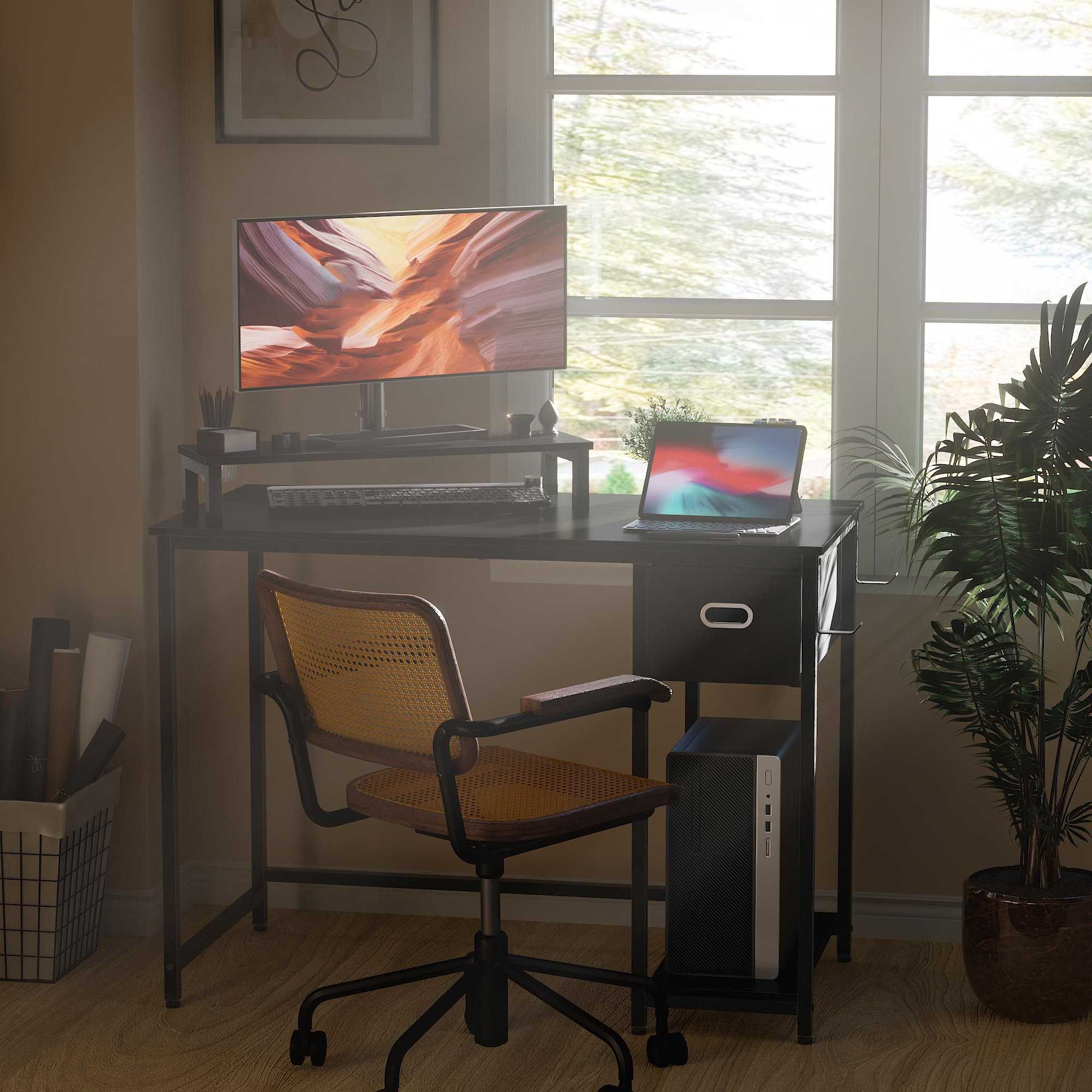 17 Stories 39 Inch Computer Desk with Monitor Stand | Wayfair