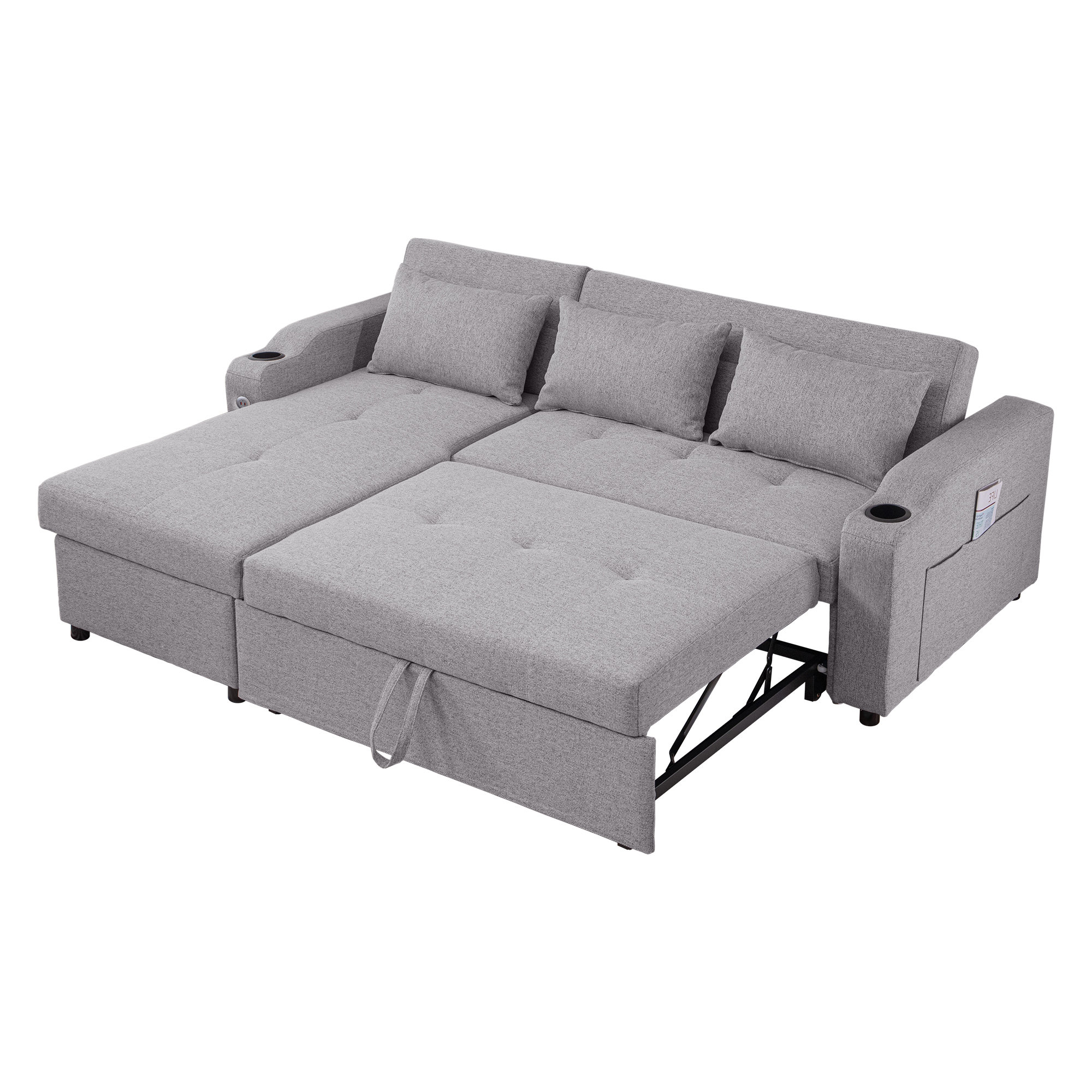 Latitude Run® 84" Convertible L-Shaped Sofa Bed with Adjustable ...