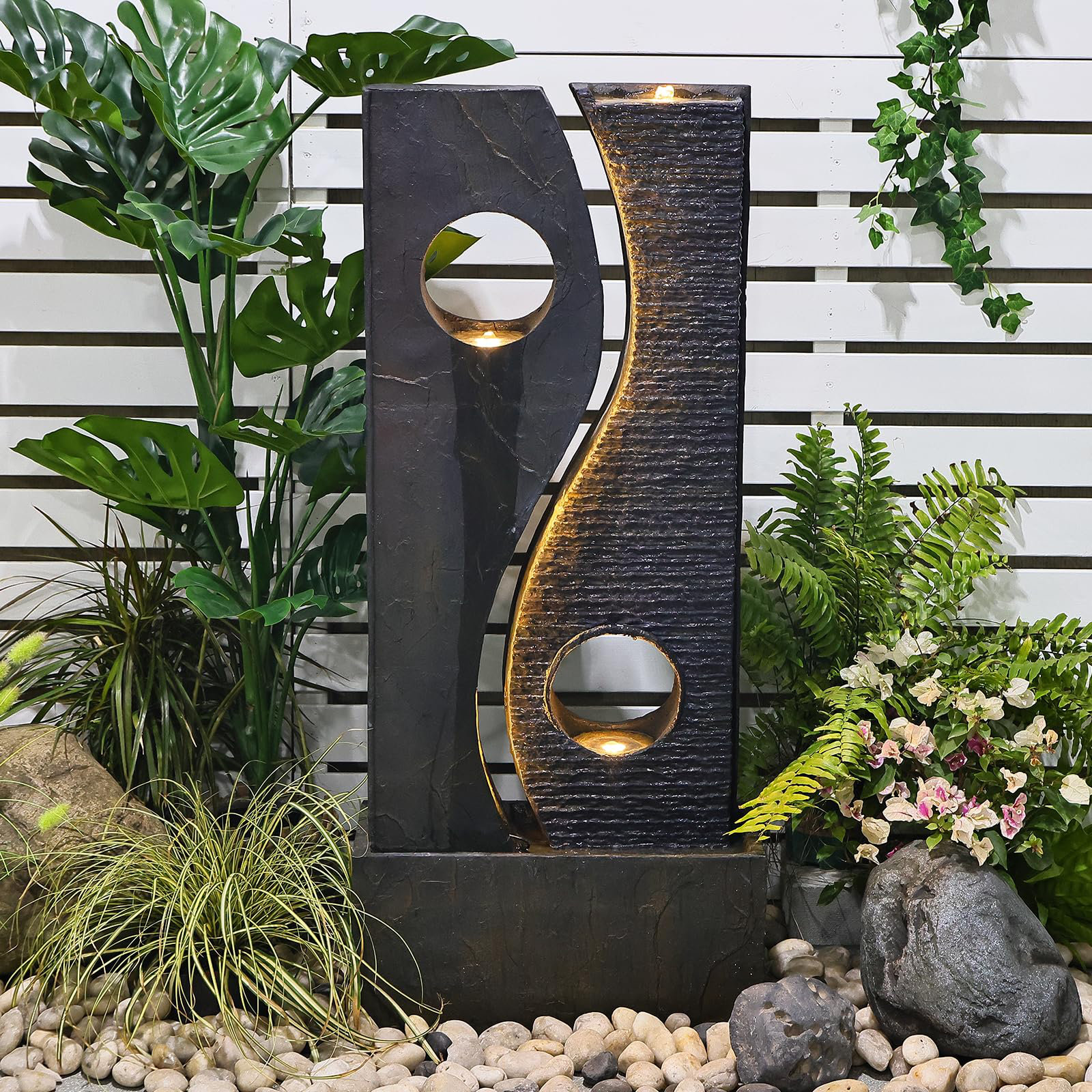 Latitude Run® Muntiyaj Water Fountain Outdoor Modern Outdoor Fountains ...