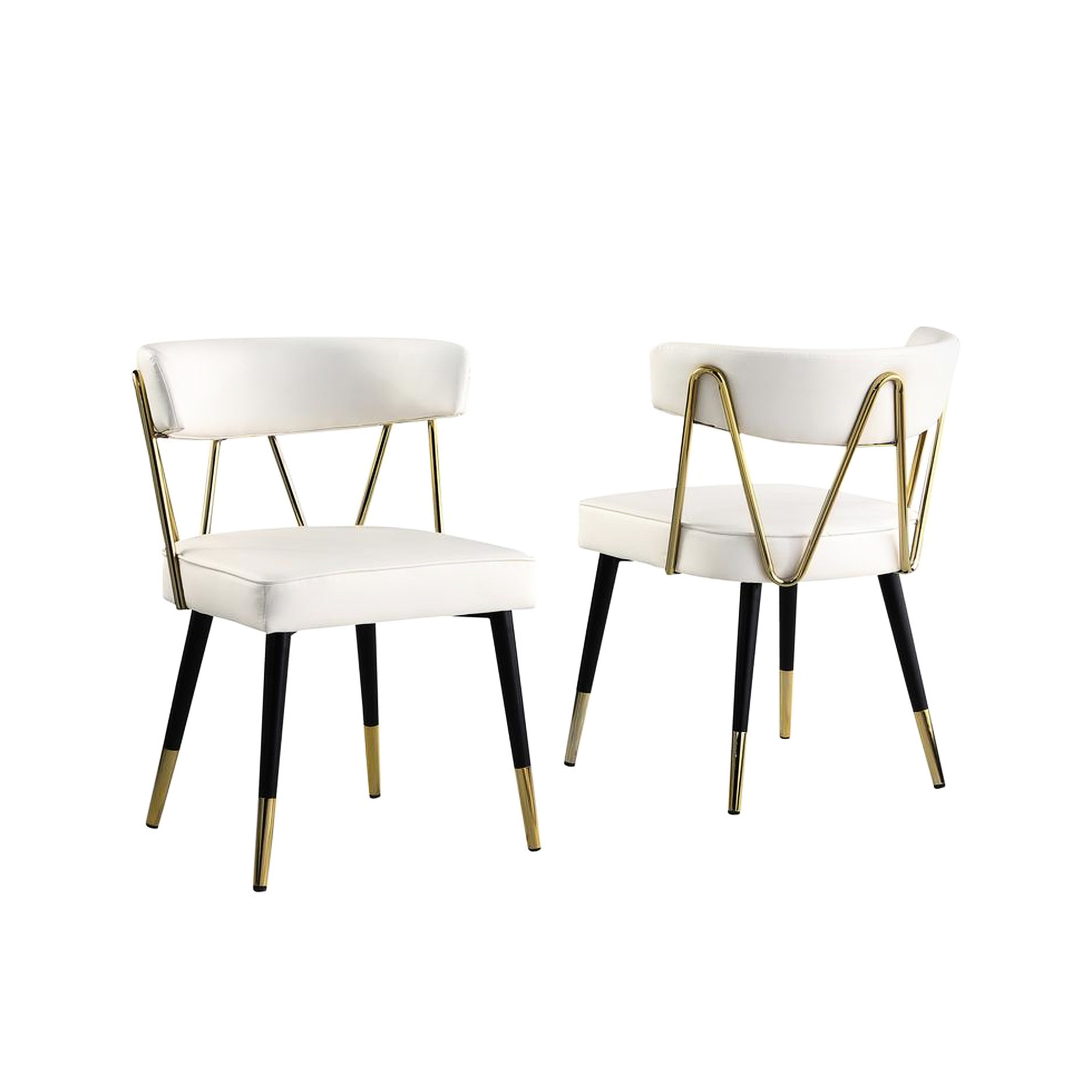 Hokku Designs Faux Leather Dining Chairs Of 2, Gold Trim, Foam ...