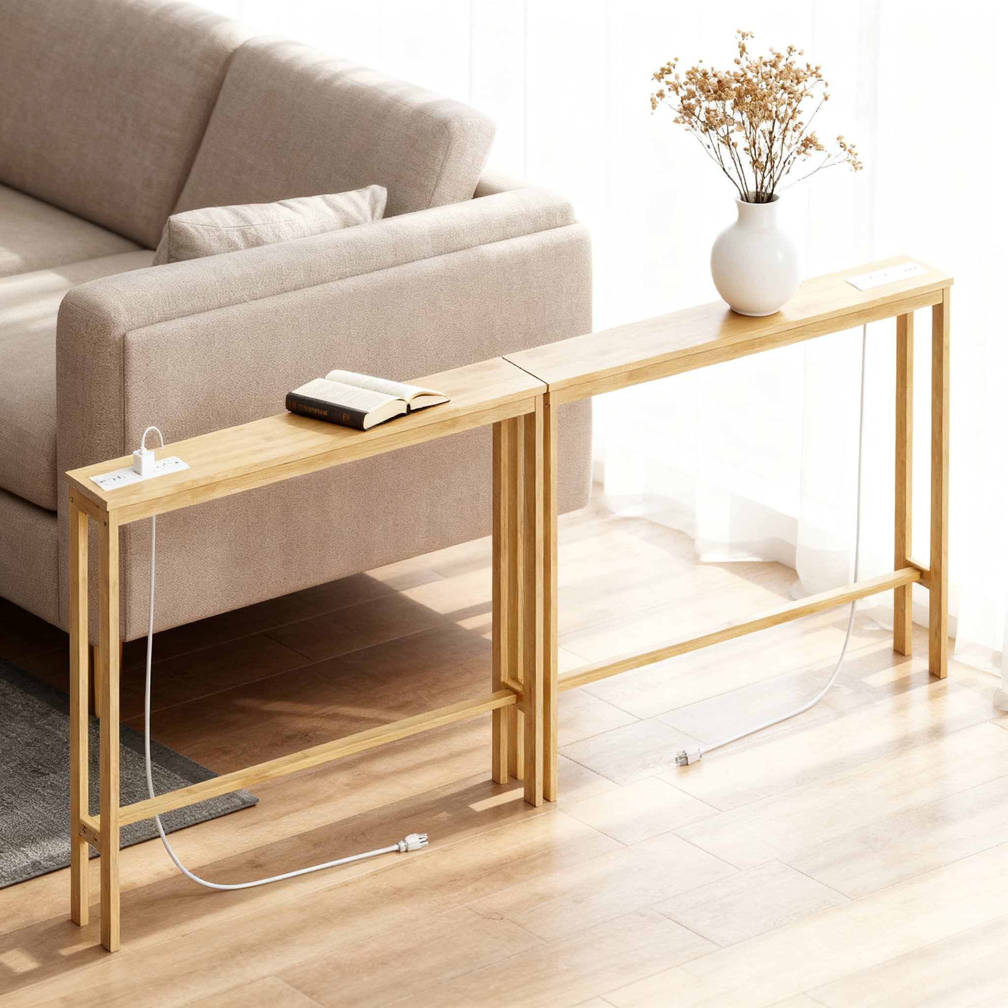 Latitude Run® Console mince avec prises de courant et ports USB, table ...