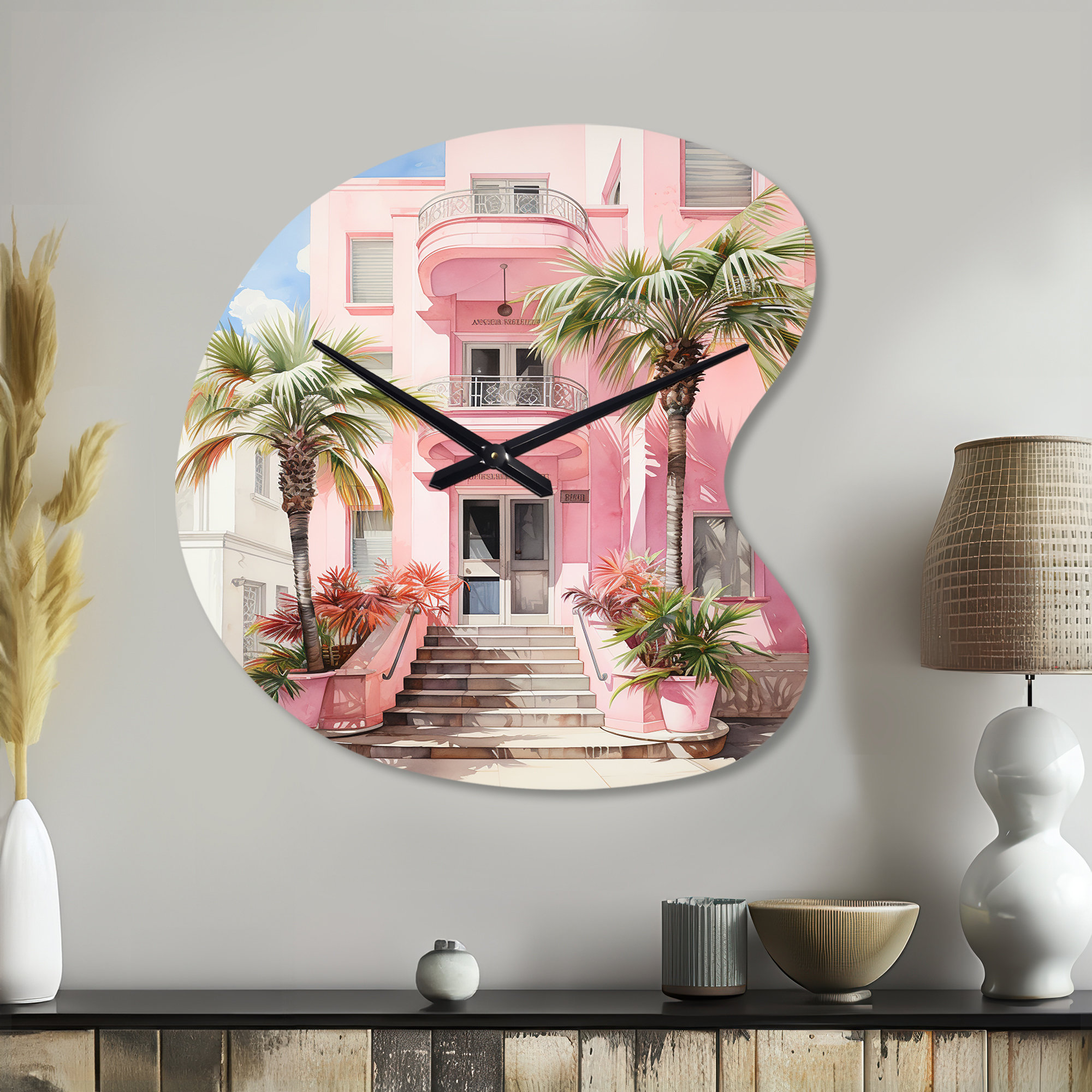 Design Art Pink Miami Artful Facades II - Miami Irregular Shape Metal ...
