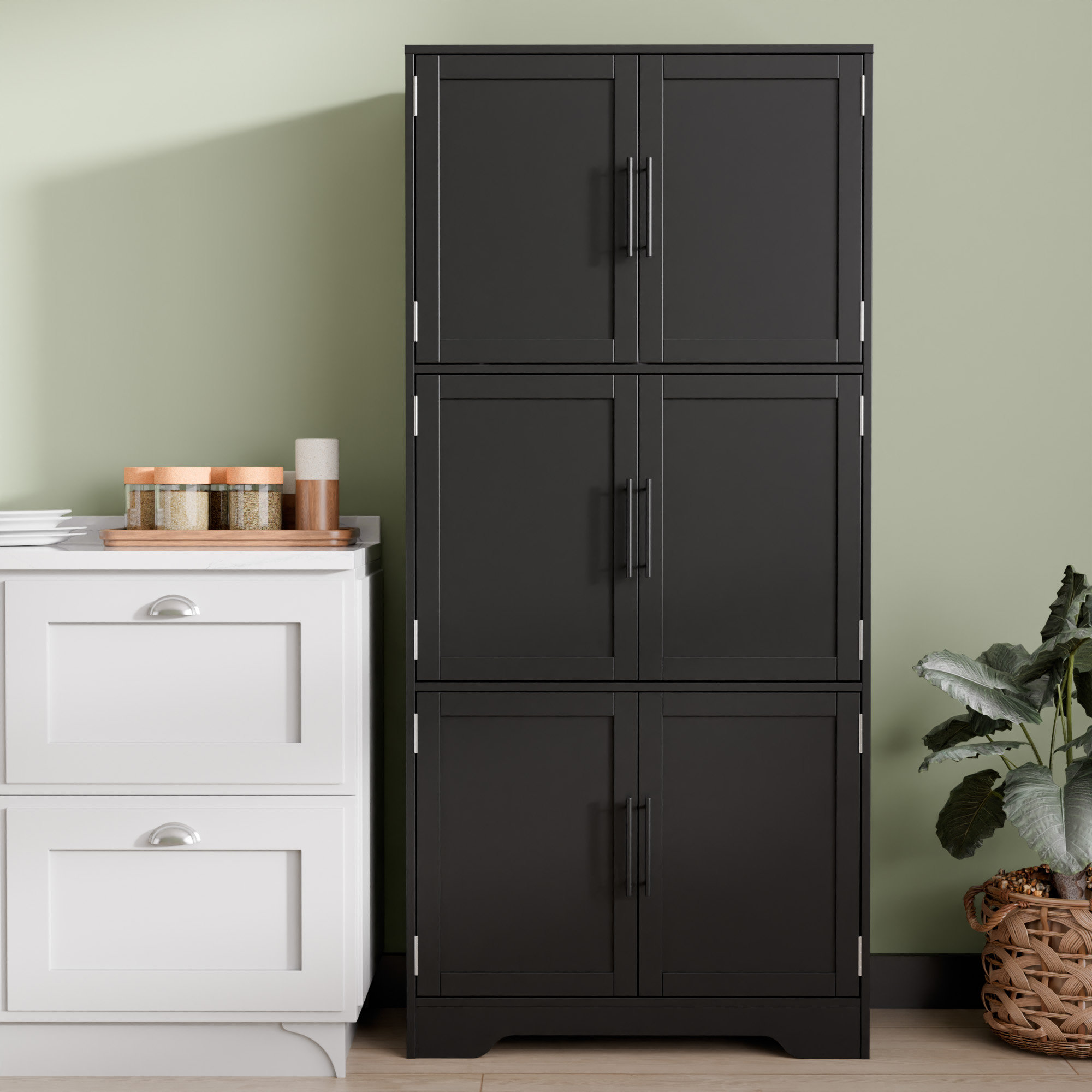 Lark Manor™ 68.5" Kitchen Pantry Storage Cabinet, Cabinet with 6 Doors ...