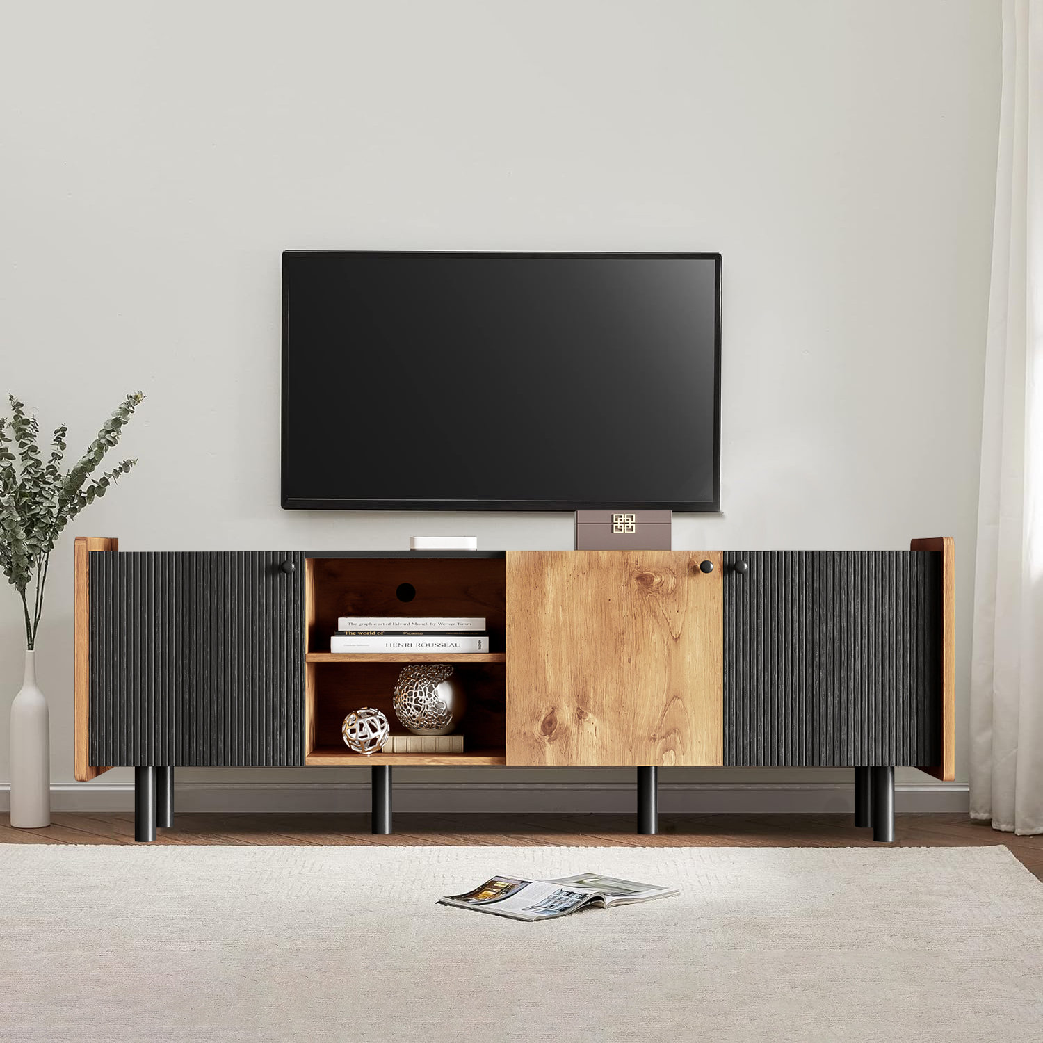 Latitude Run® Mid-century retro style TV cabinet with wire management ...