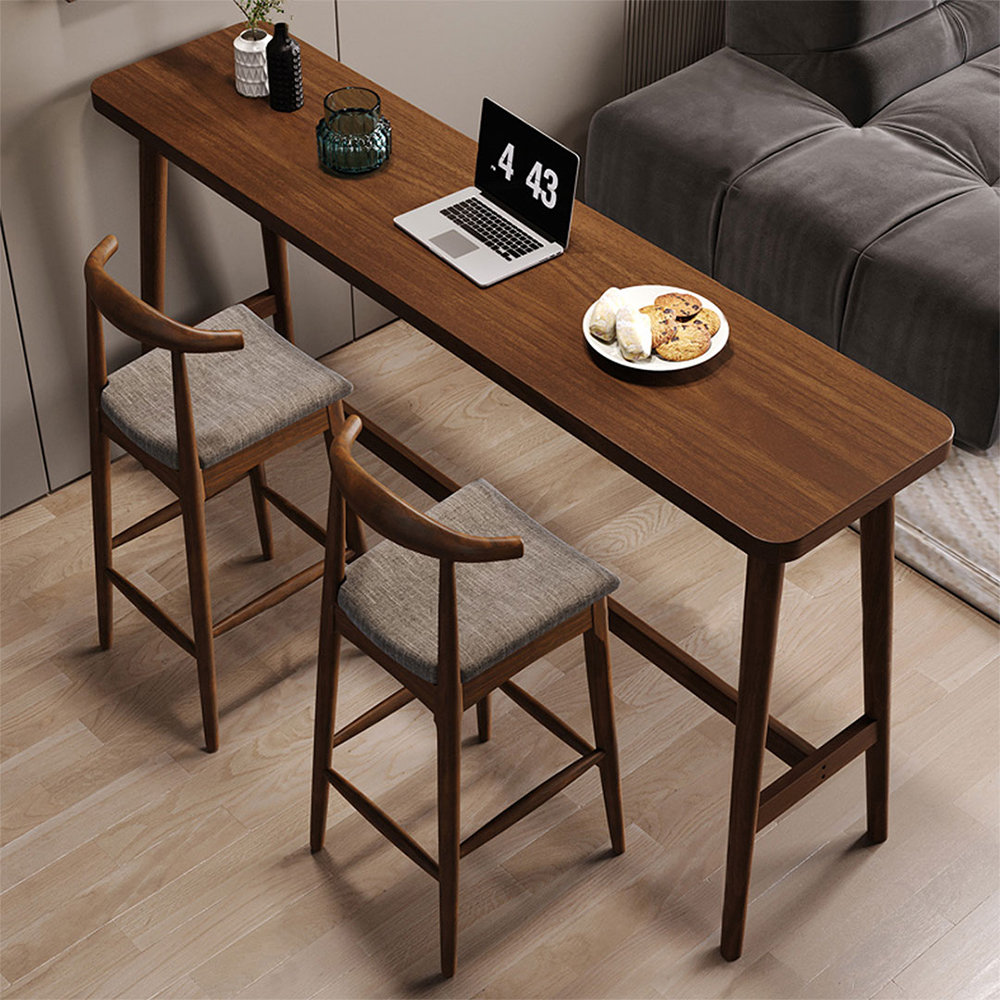 Corrigan Studio® 2-Person Nut-brown Rectangular Solid Wood Bar Table Sets | Wayfair