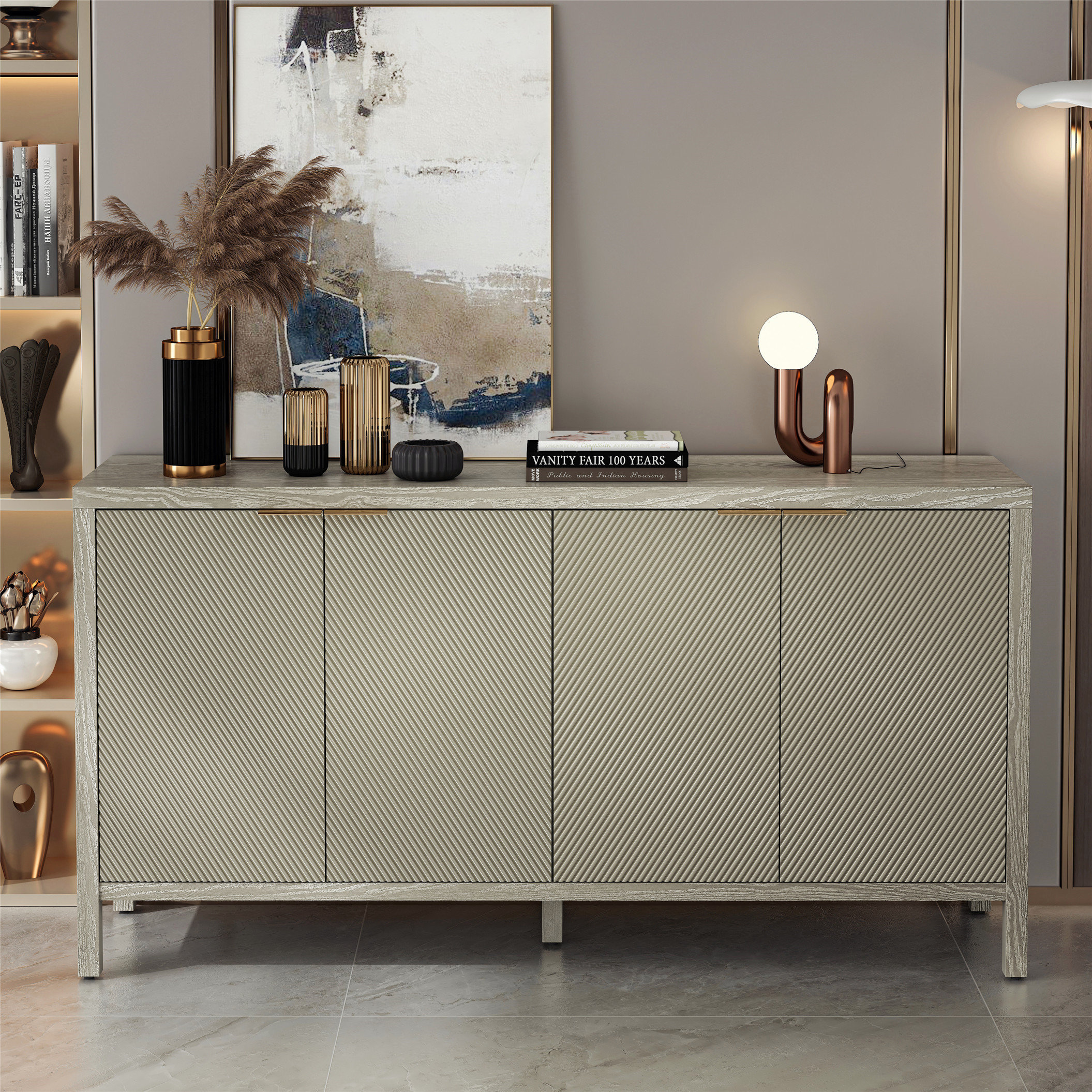 Latitude Run® Versatile Modern Buffet Cabinet with Adjustable Shelves ...
