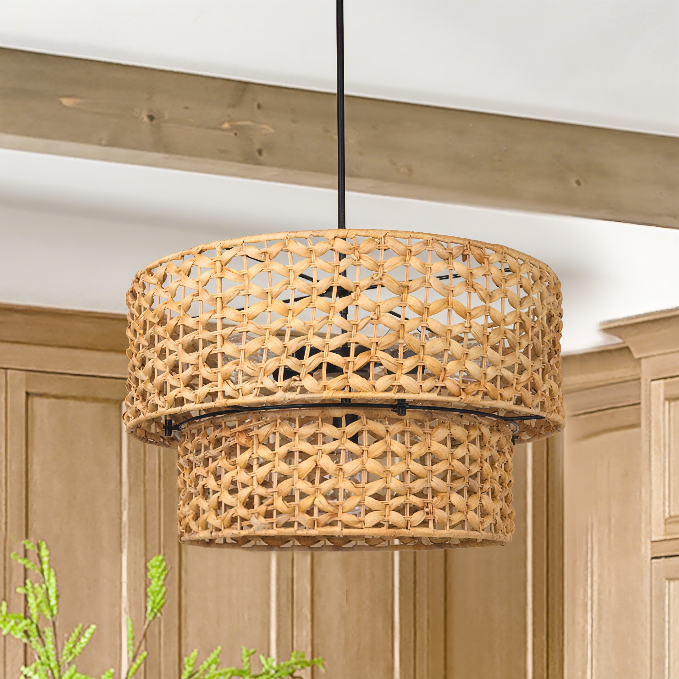 Bay Isle Home™ Coreon 6-Light Hand-Woven Rattan Drum Chandelier | Wayfair