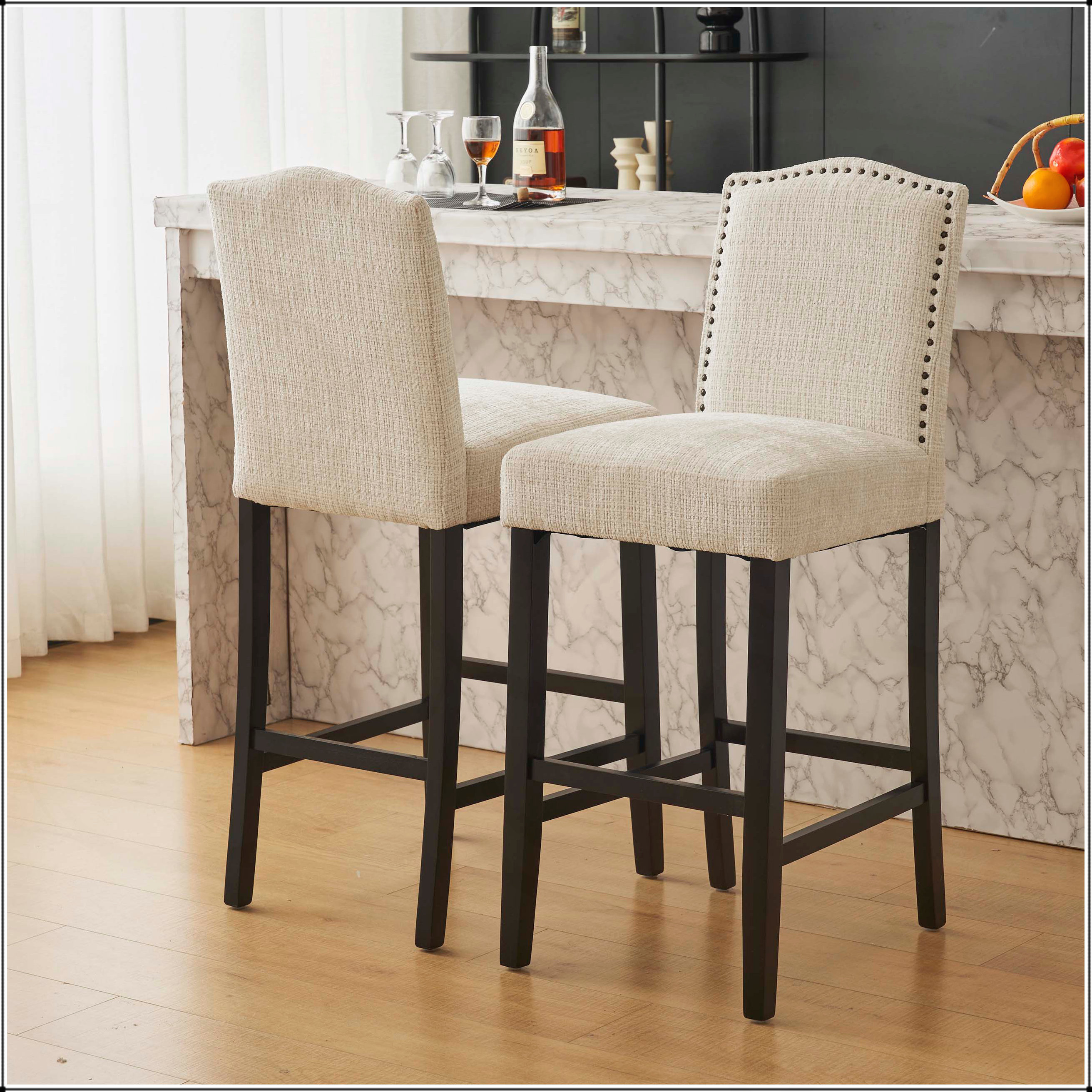 Winston Porter Set of 2 Counter Height Upholstered Bar Stools for ...
