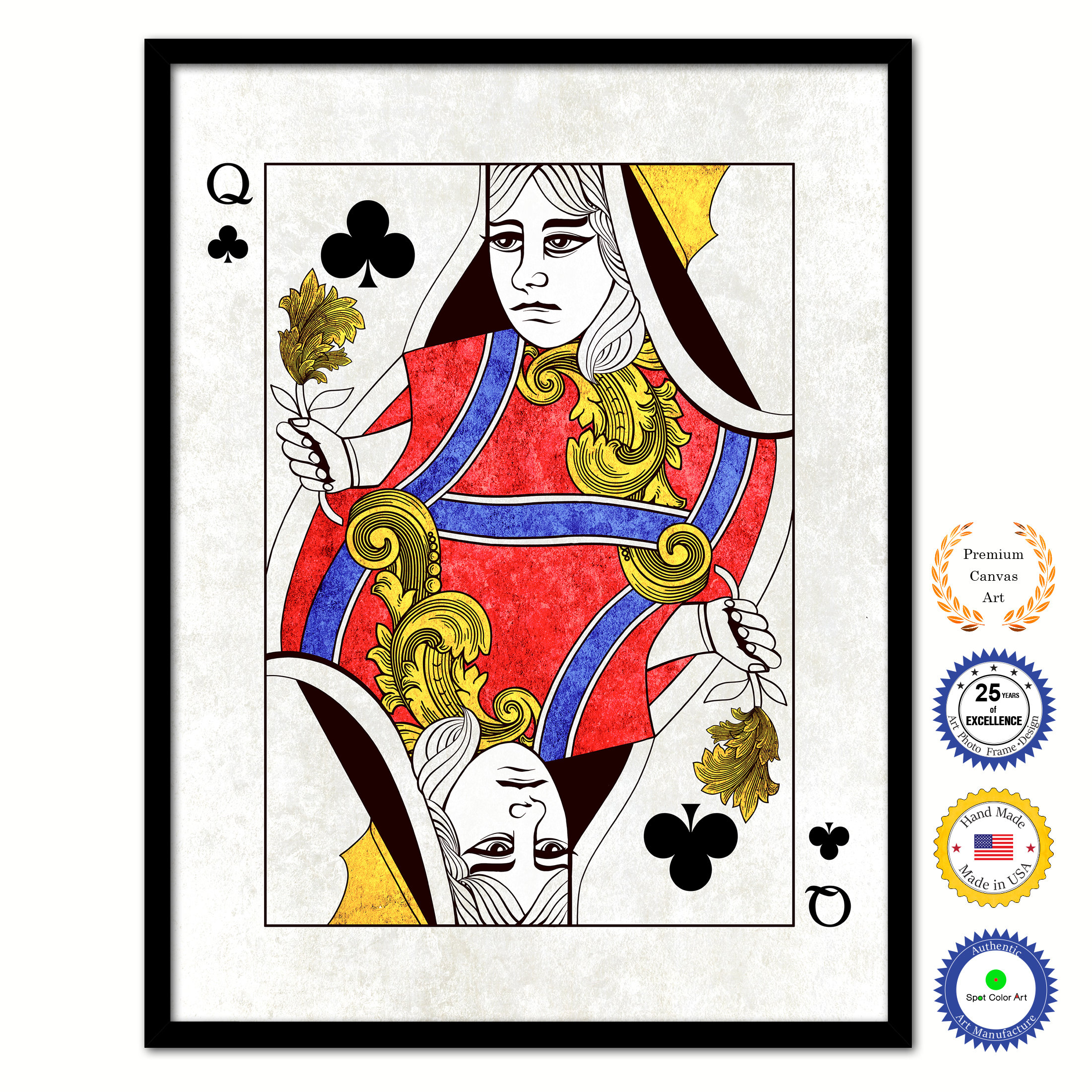 Trinx Queen Clover Poker Decks of Vintage Cards Print on Canvas Black ...