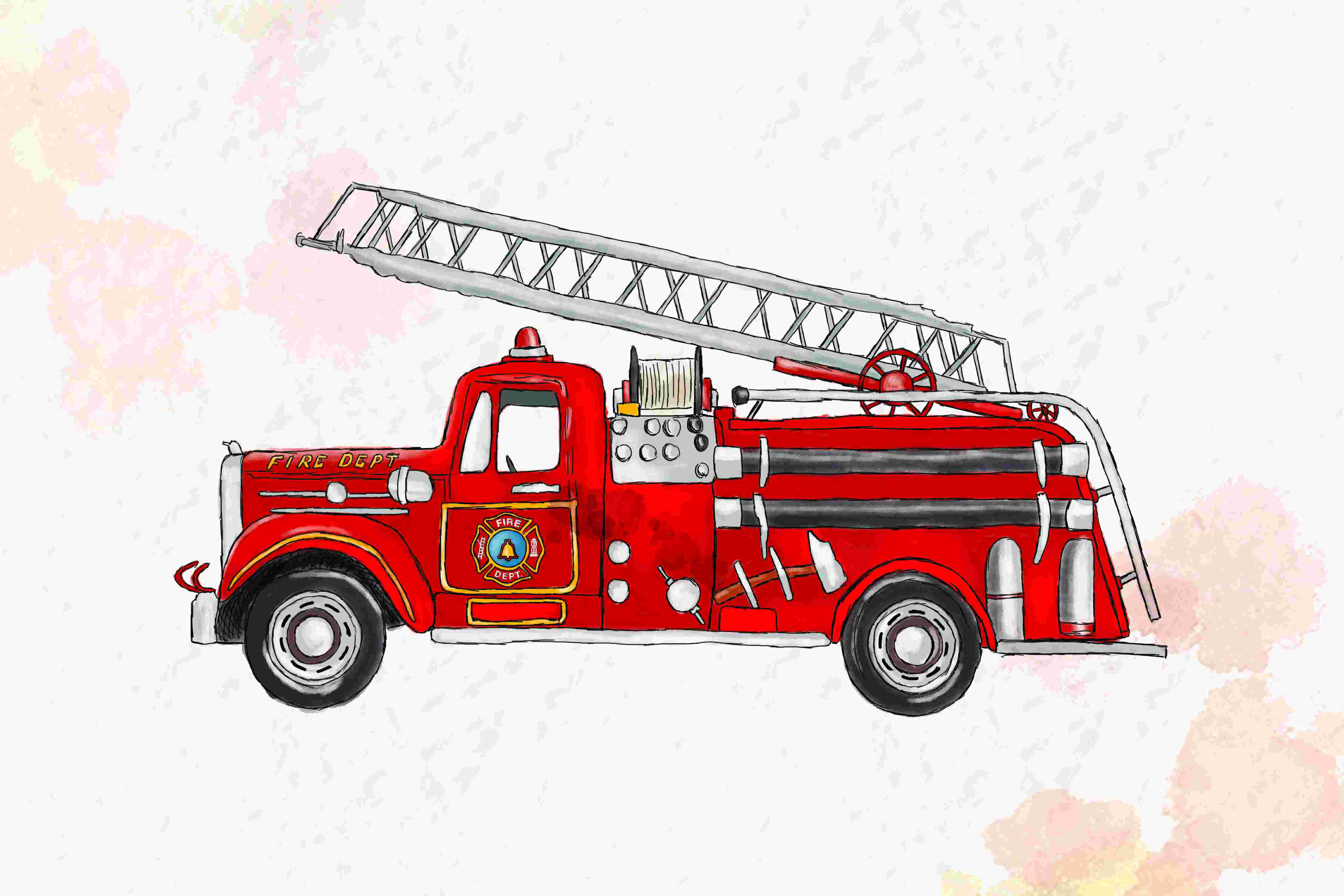 August Grove® Fire Truck - Wrapped Canvas Painting | Wayfair