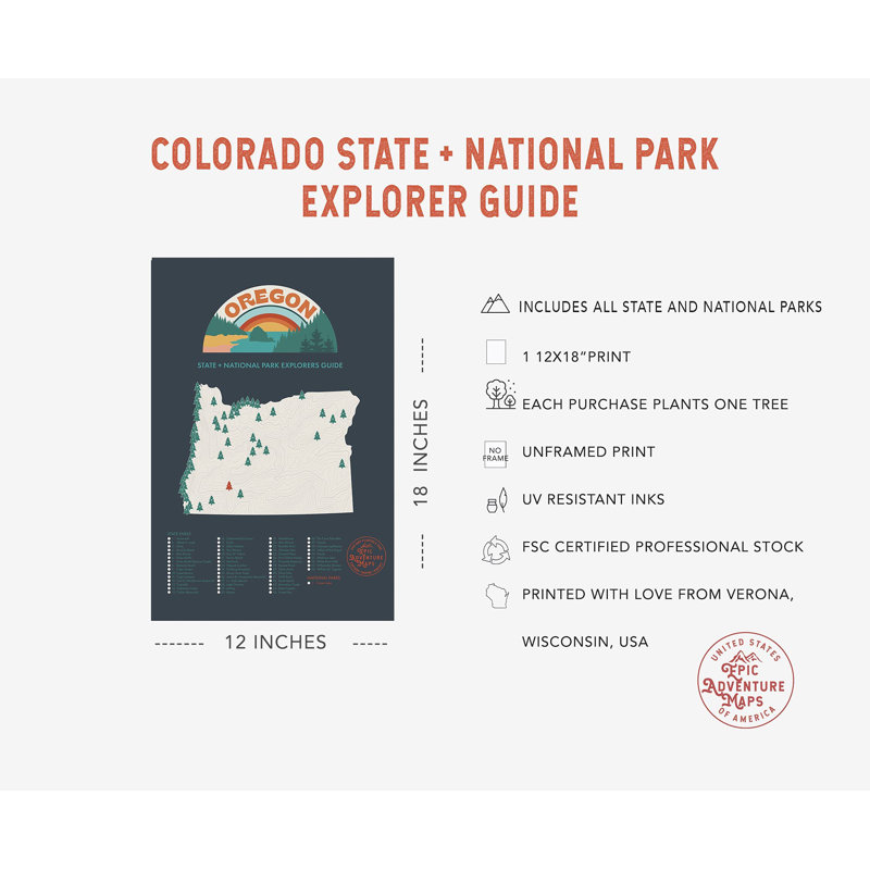 Epic Adventure Maps Oregon State Parks Bucket List Poster, Map Of ...