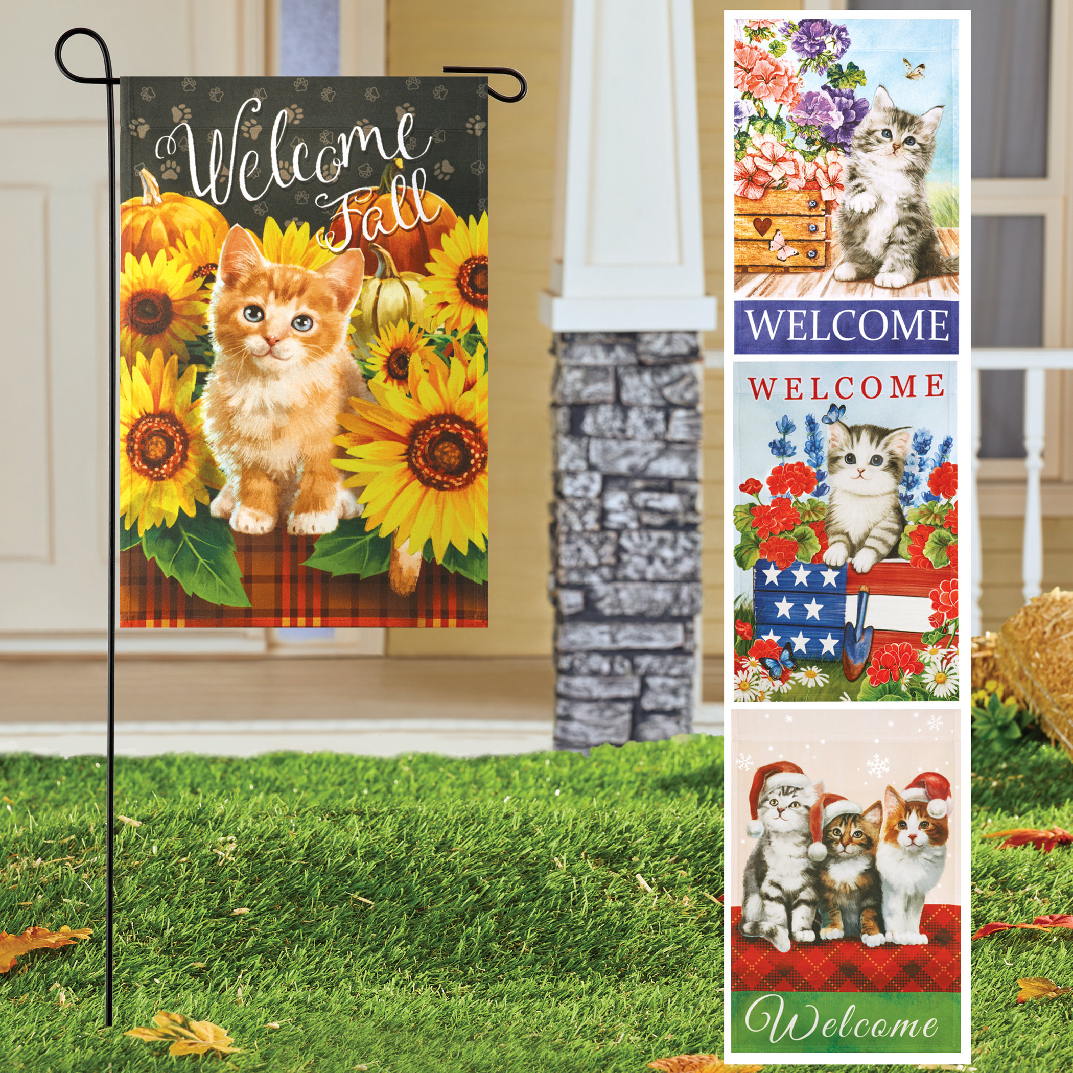 Arlmont & Co. Interchangeable Seasonal Cat Garden Flags - Set Of 4 ...