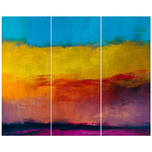 Bless international Yellow Blue Orange In Abstract On Canvas 3 Pieces ...