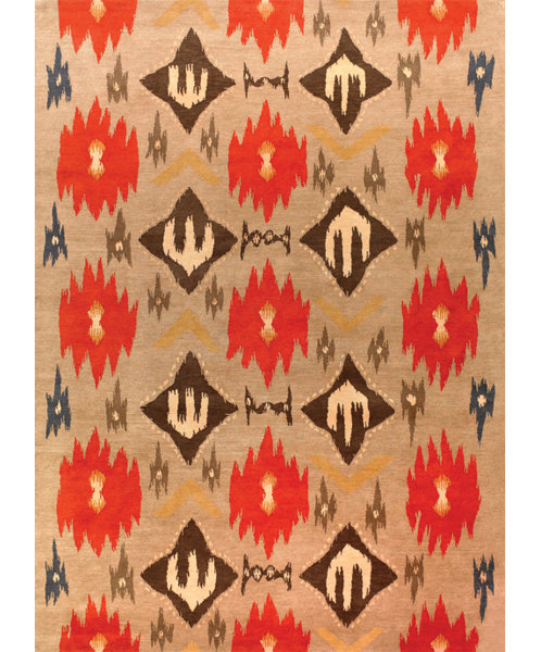 New Moon Rugs Mesa Hand-Knotted Wool Southwestern Area Rug in Khaki ...