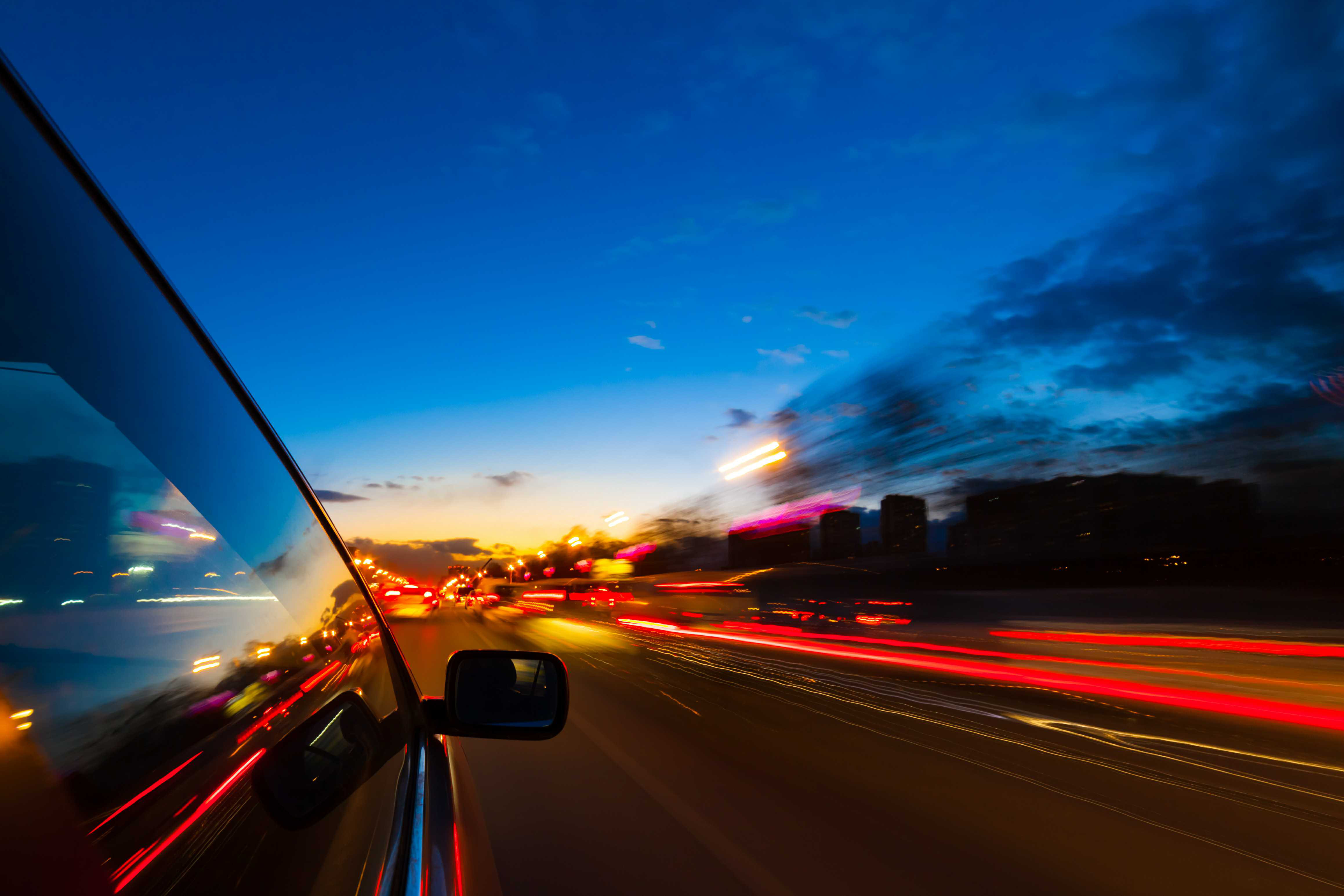 Ebern Designs Night Drive by Car - Wrapped Canvas Photograph | Wayfair