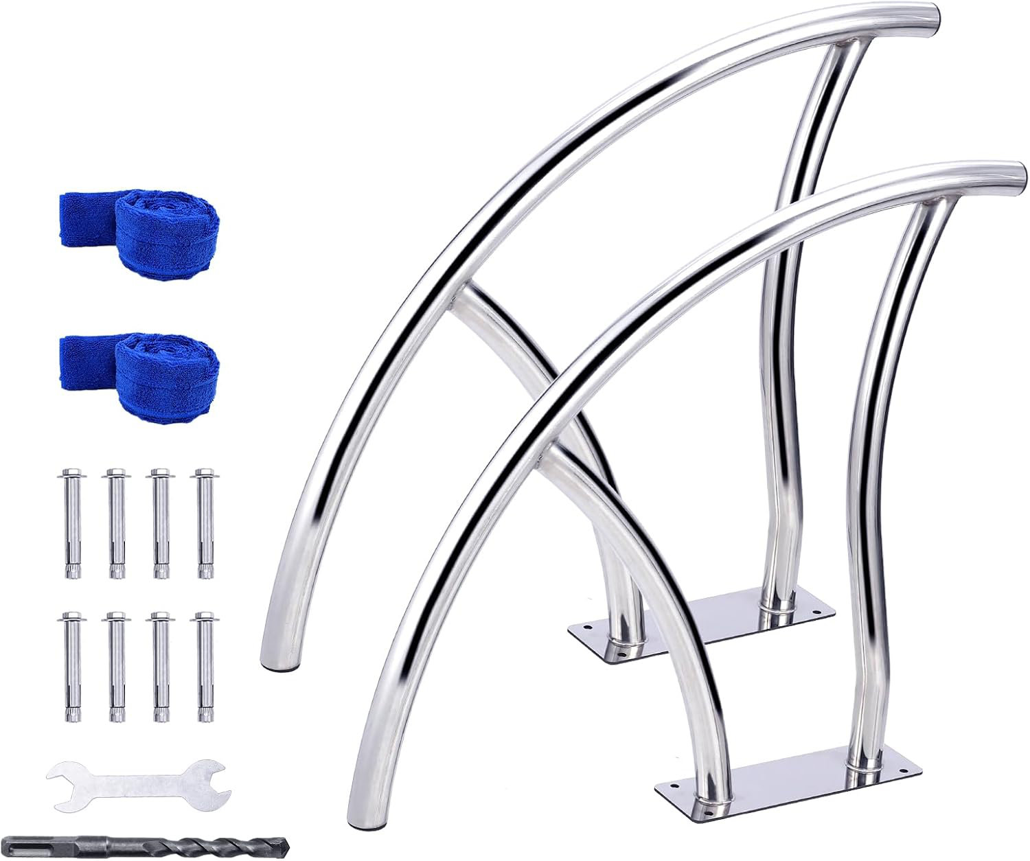 Yesurprise Pool Handrails - Durable 304 Stainless Steel, Non-Slip Blue ...