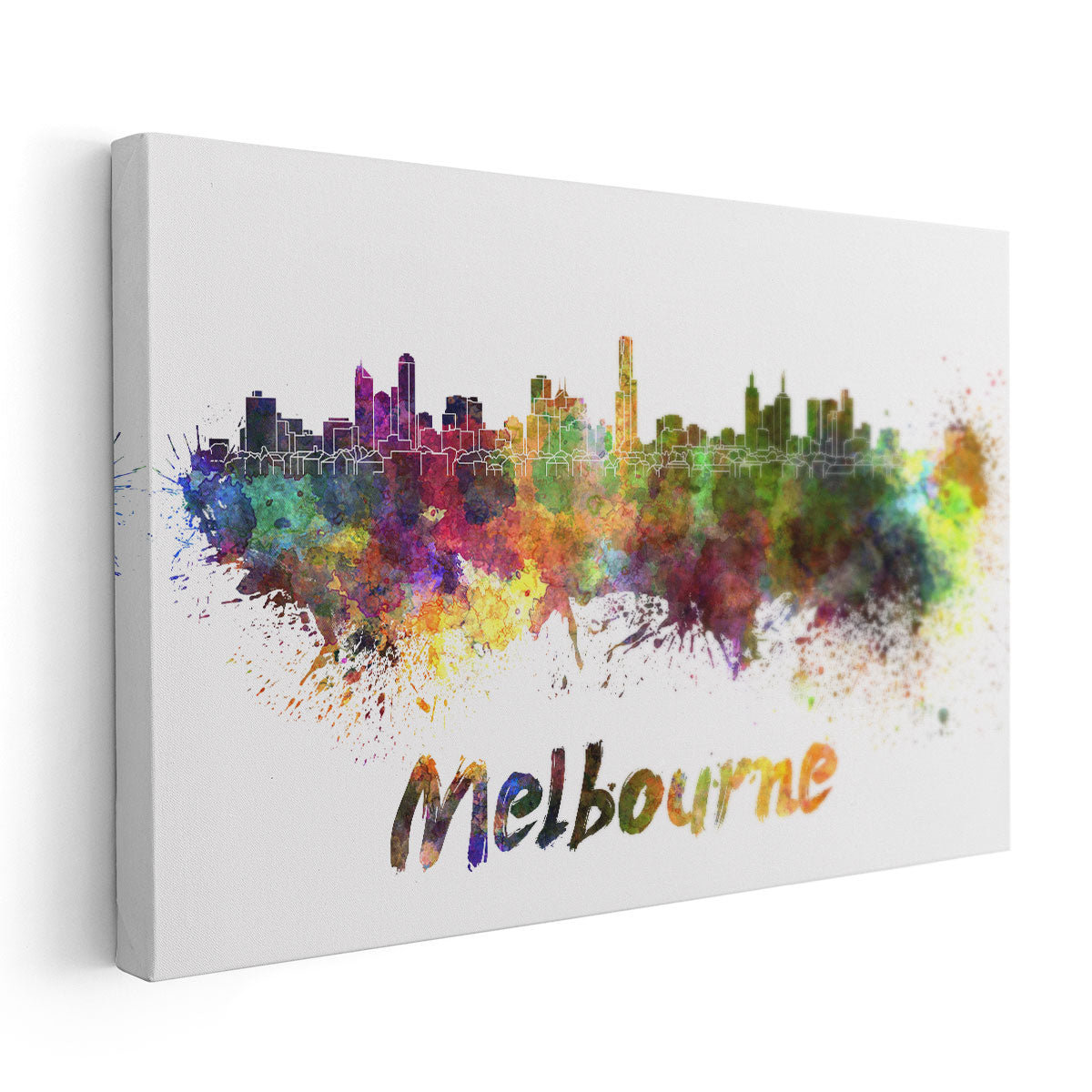 Dakota Fields Melbourne Skyline in Watercolor - Canvas Print Wall Art ...