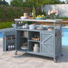 Gracie Oaks Outdoor Kitchen Island, Rolling Bar Cart & Storage Cabinet ...