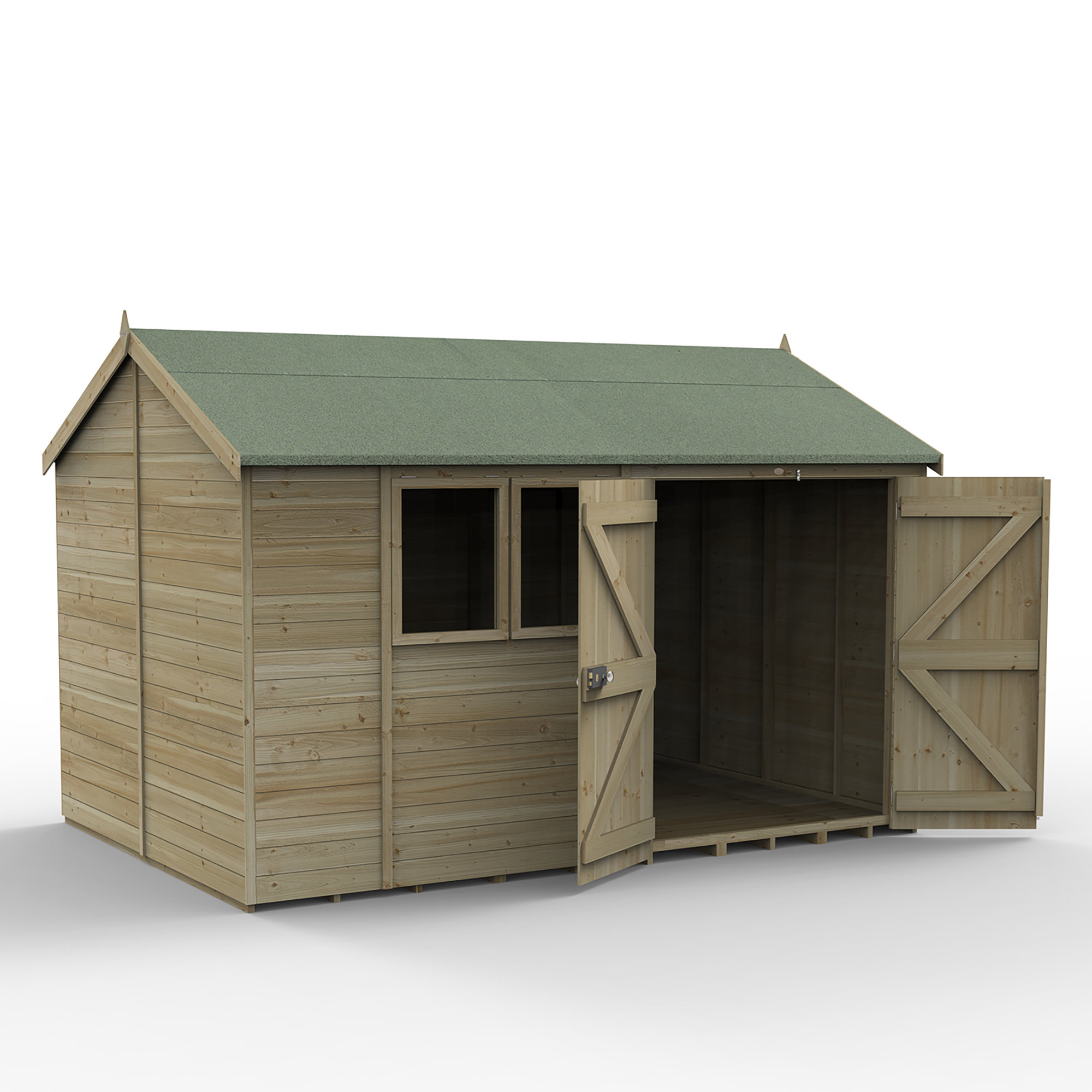 Forest Garden Timberdale 12 x 8 Reverse Dble Dr Shed | Wayfair.co.uk