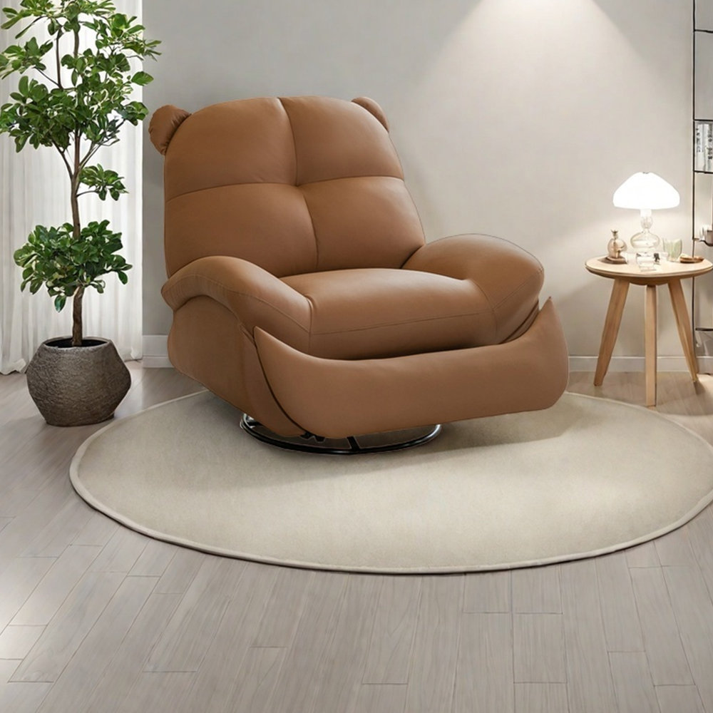 PPEDKS Ergonomic faux leather rotating lounge chair | Wayfair