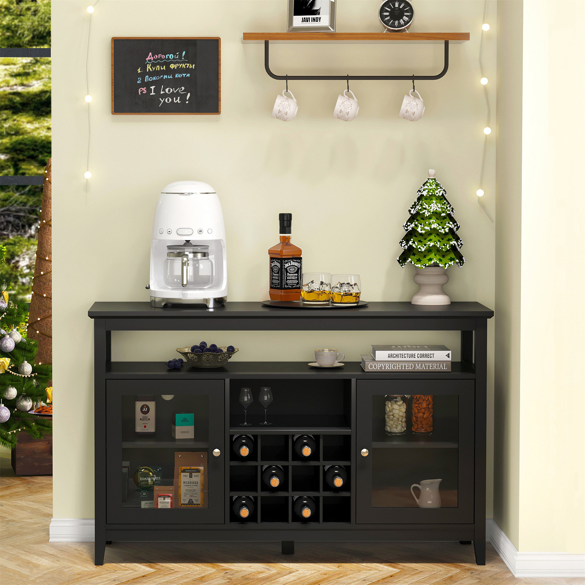 Lark Manor™ Storage Buffet Cabinet/Sideboard/TV Console With Glass ...