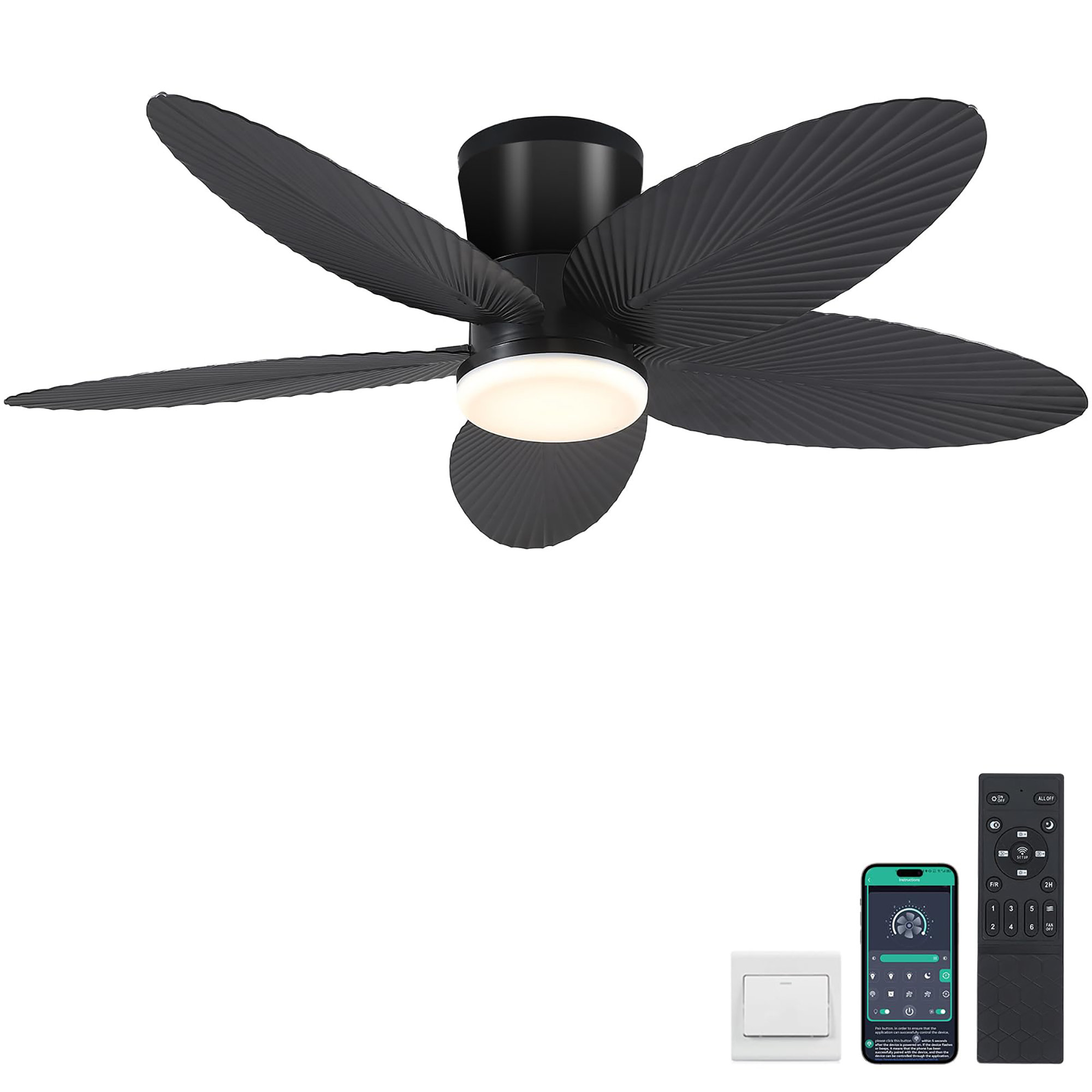Bay Isle Home™ 42 inch Tropical Ceiling Fan with Light and Remote/APP ...