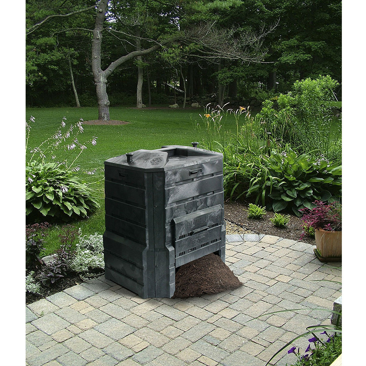 Algreen 94 Gal. Plastic Outdoor Stationary Composter with Latching Lid ...