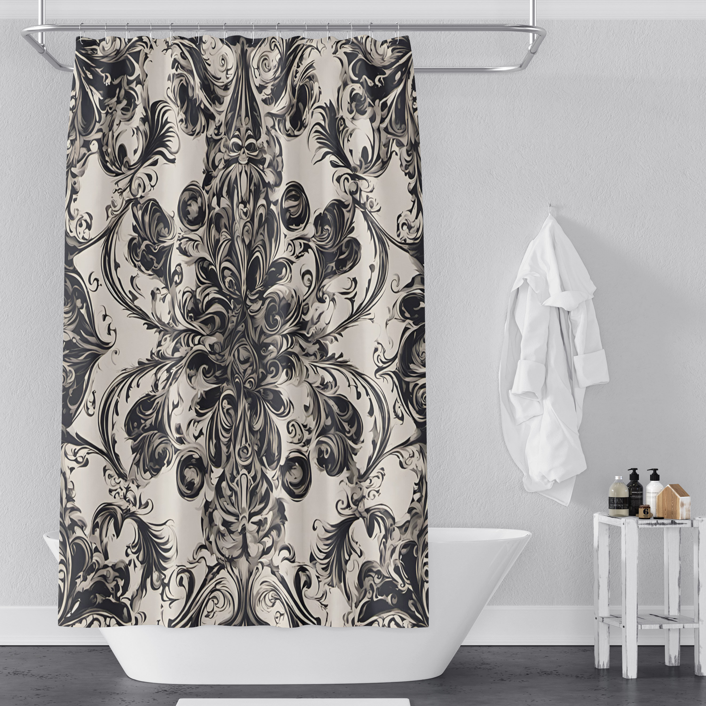 East Urban Home Egremont Damask Shower Curtain | Wayfair