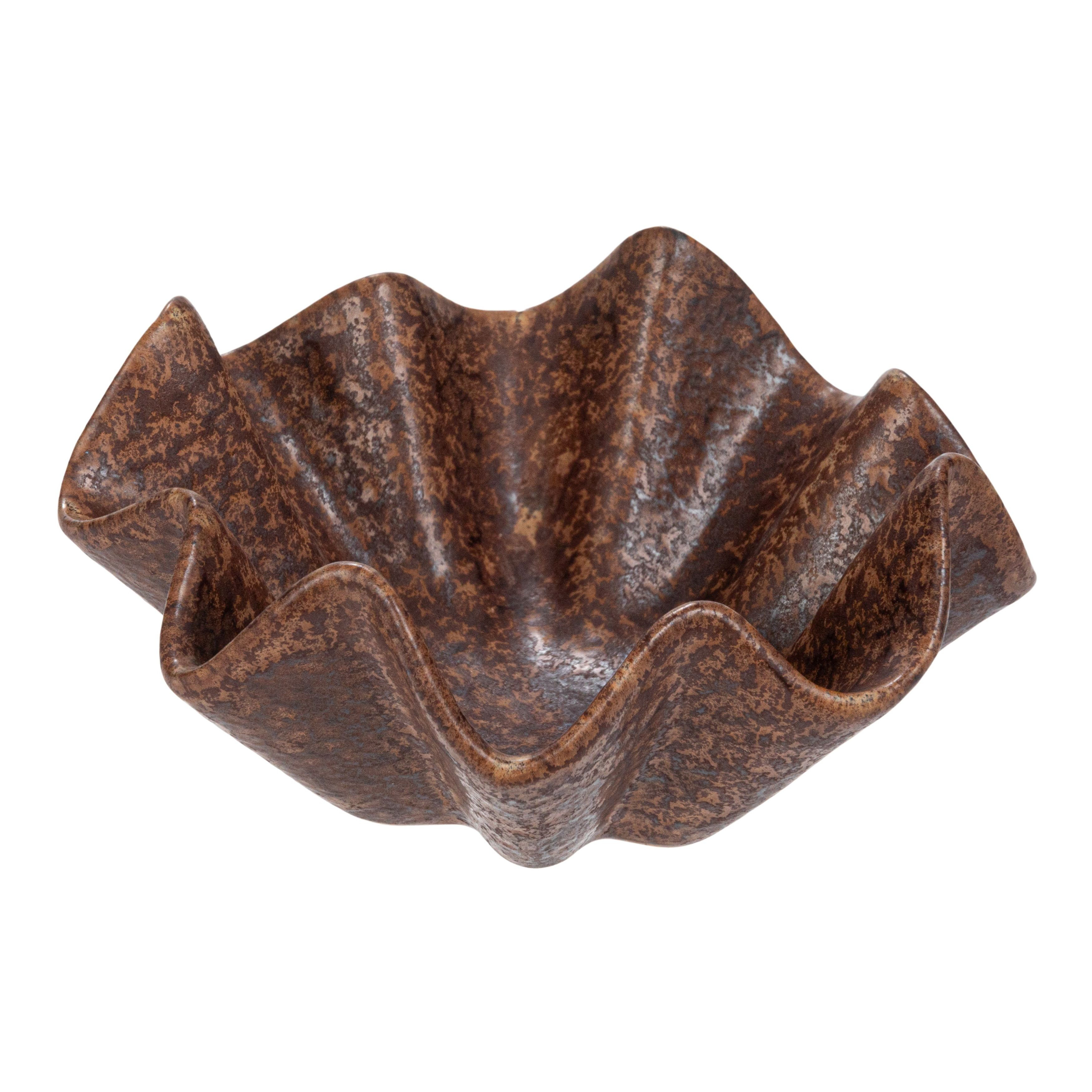 Joss & Main Arboles Round Stoneware Ruffled Bowl With Reactive Glaze ...