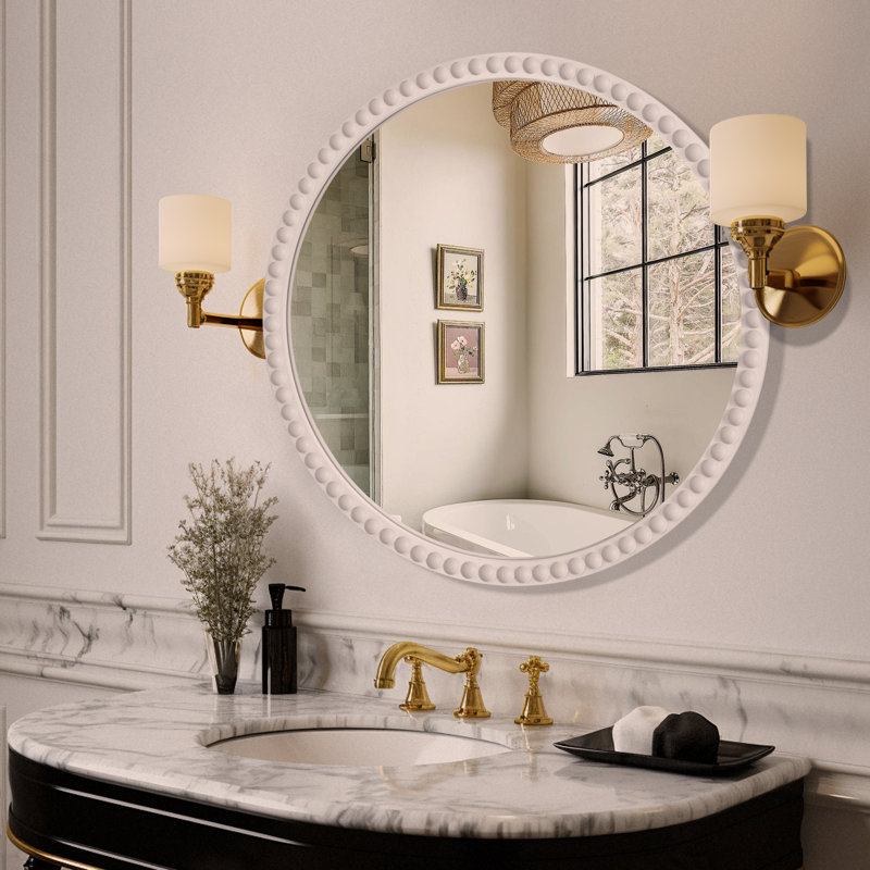 Dakota Fields Chelbe Wood Round Wall Mirror | Wayfair