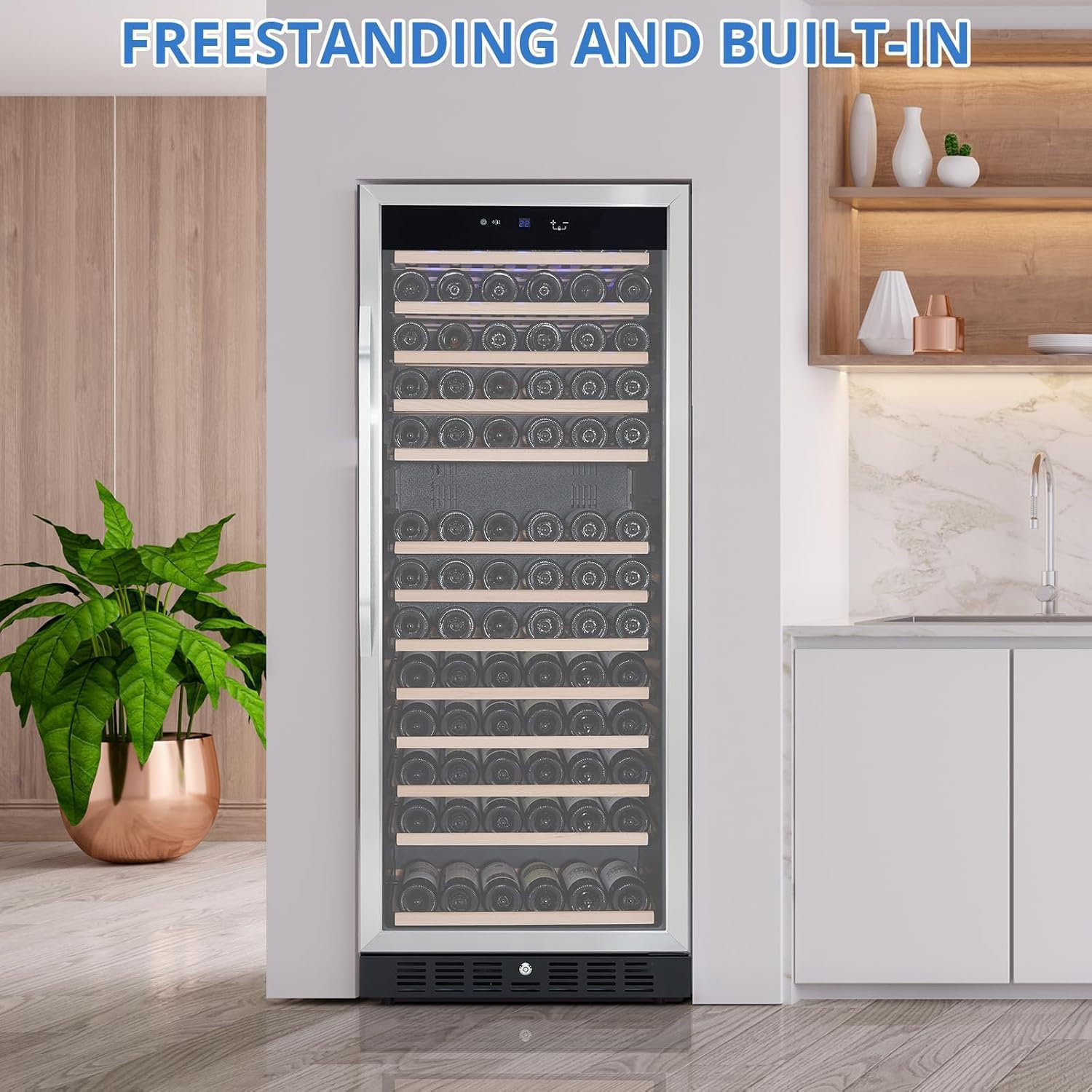 Prep & Savour 27 Inch Large Wine Fridge - Built-In Or Freestanding With ...