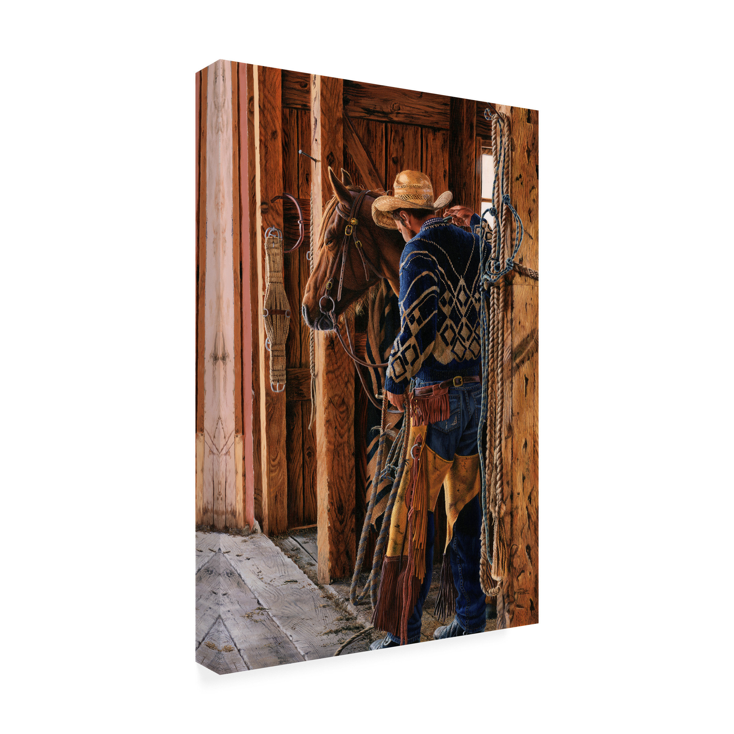 Winston Porter Delene Lambert Cowboy Way Too Early Canvas Art | Wayfair