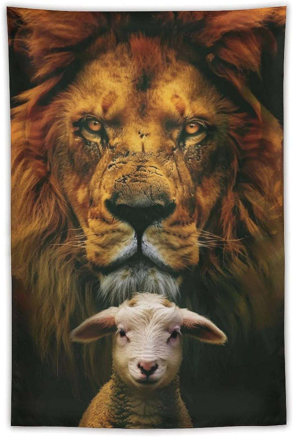 Bungalow Rose Lamb And Lion Tapestry Wall Hanging Lion Animals Cozy ...