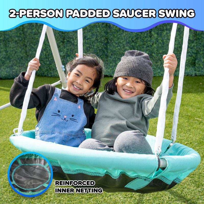 Sportspower Super Fun Metal Swing Set with Padded Saucer Swing ...