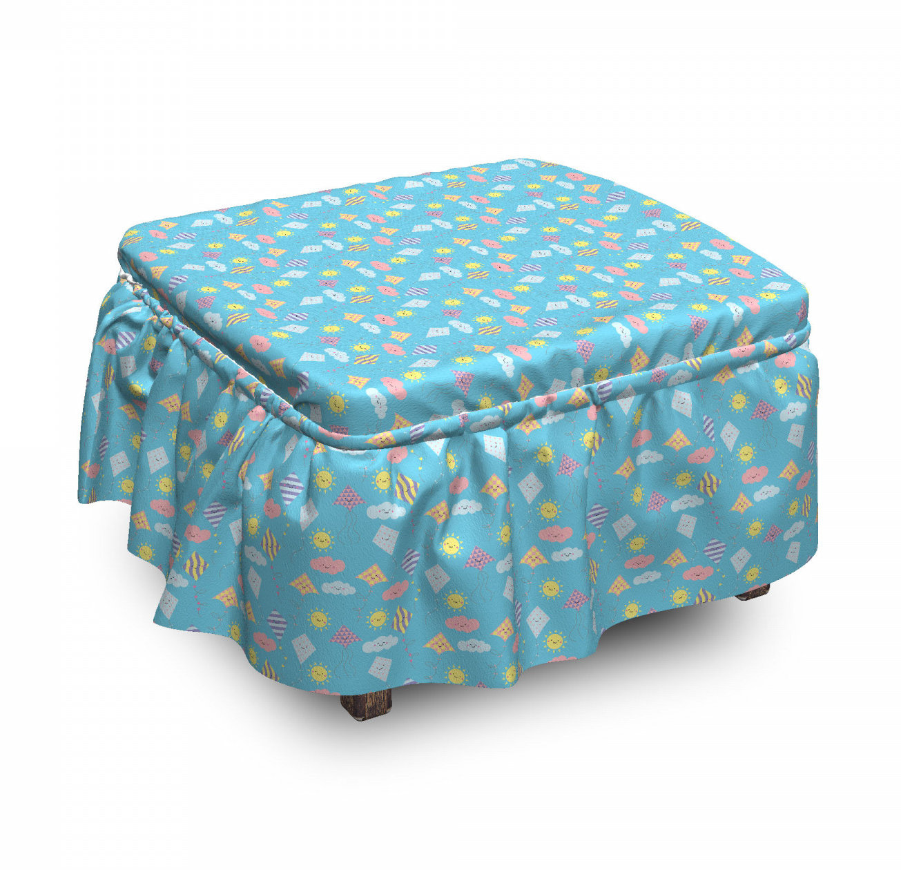 East Urban Home Nursery Cartoon Smiling Sun Ottoman Slipcover | Wayfair