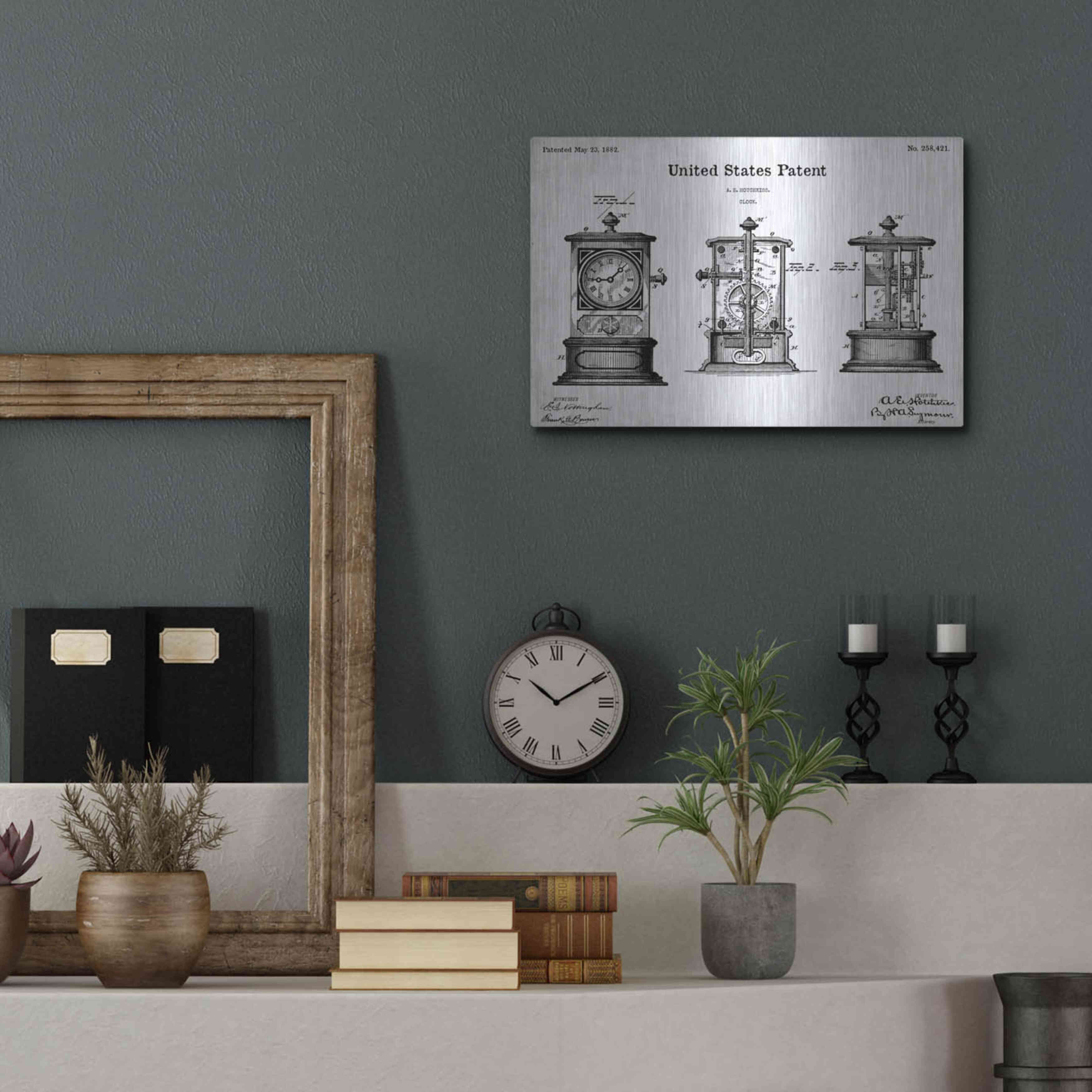 Luxe Metal Art 'Clock Blueprint Patent White' Meta " Clock Blueprint ...