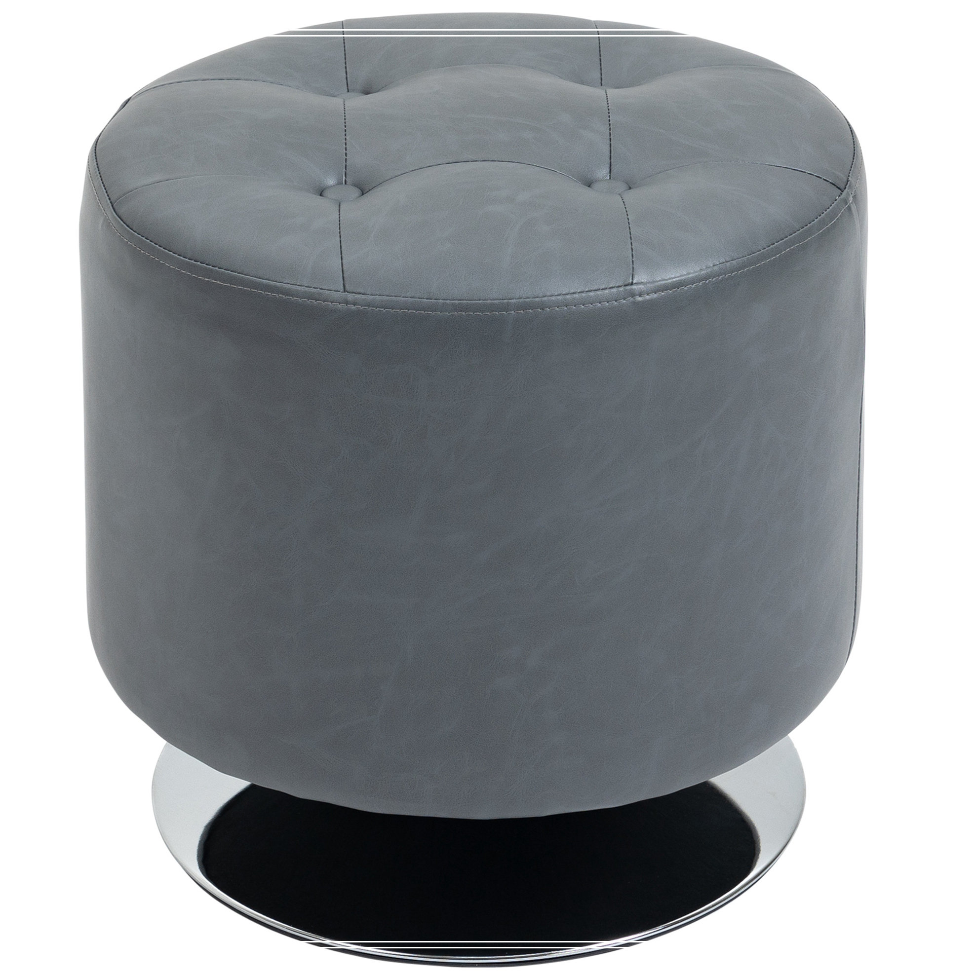 Latitude Run® 360° Swivel Foot Stool Round PU Ottoman with Thick Sponge ...