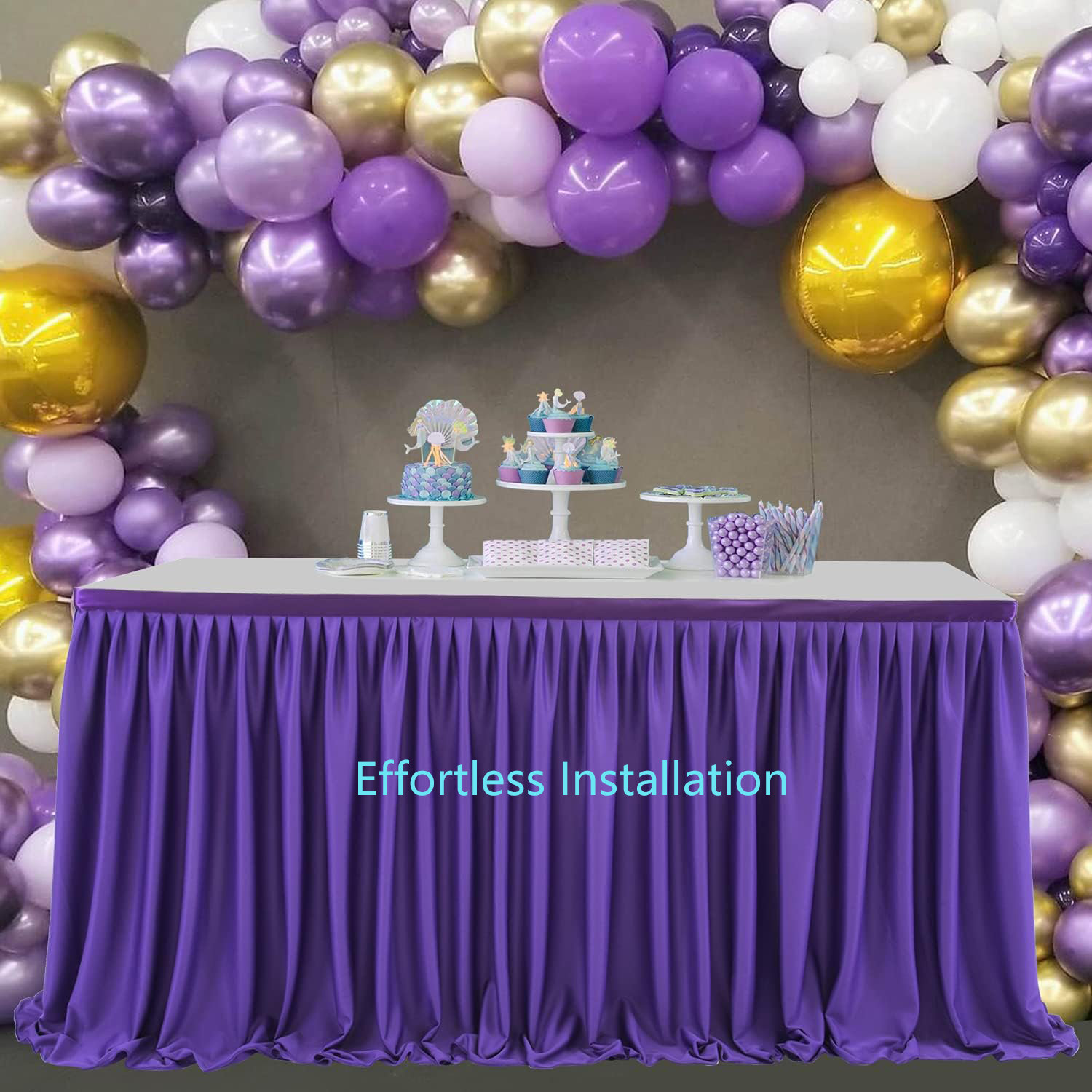 The Party Aisle™ Table Skirts for Rectangle Tables 6ft Polyester for ...