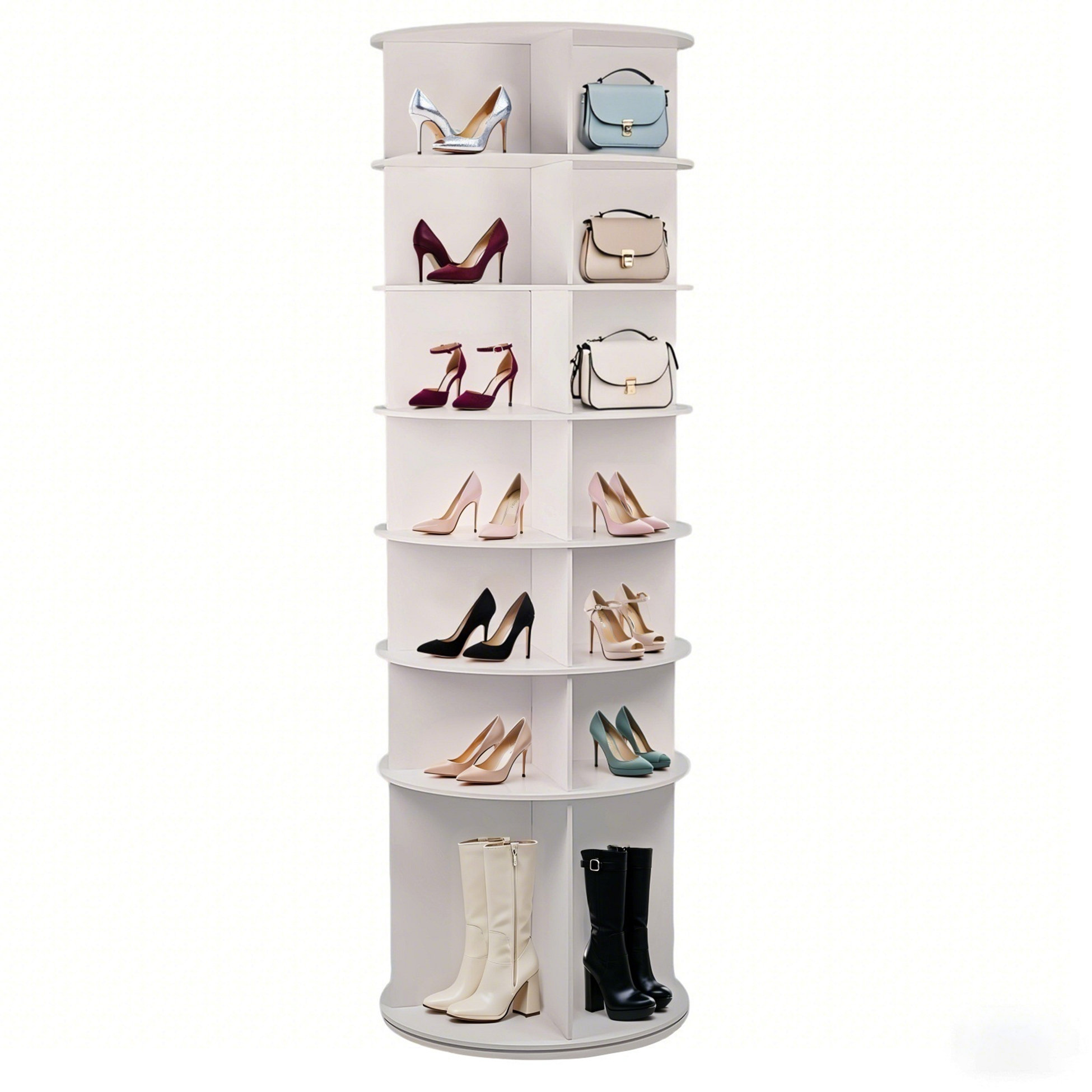 Latitude Run® 7 Tier Rotating Shoe Rack, High Bottom Design Rotating ...