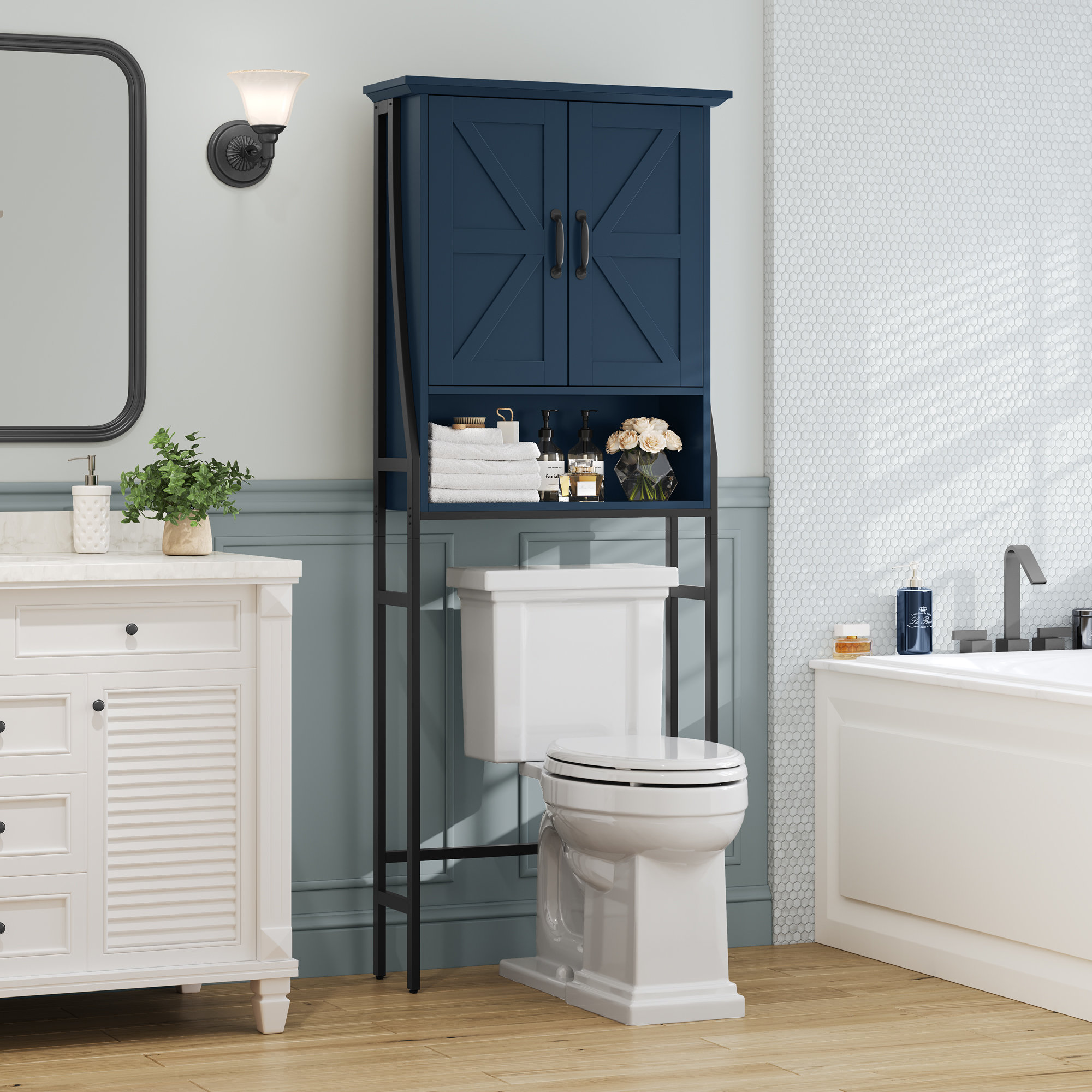 BAZTIN Over The Toilet Storage Cabinet, Over Toilet Bathroom Organizer ...