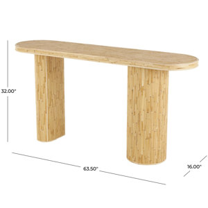 Union Rustic Cole And Grey Rattan Handmade Textured Oval Console Table ...