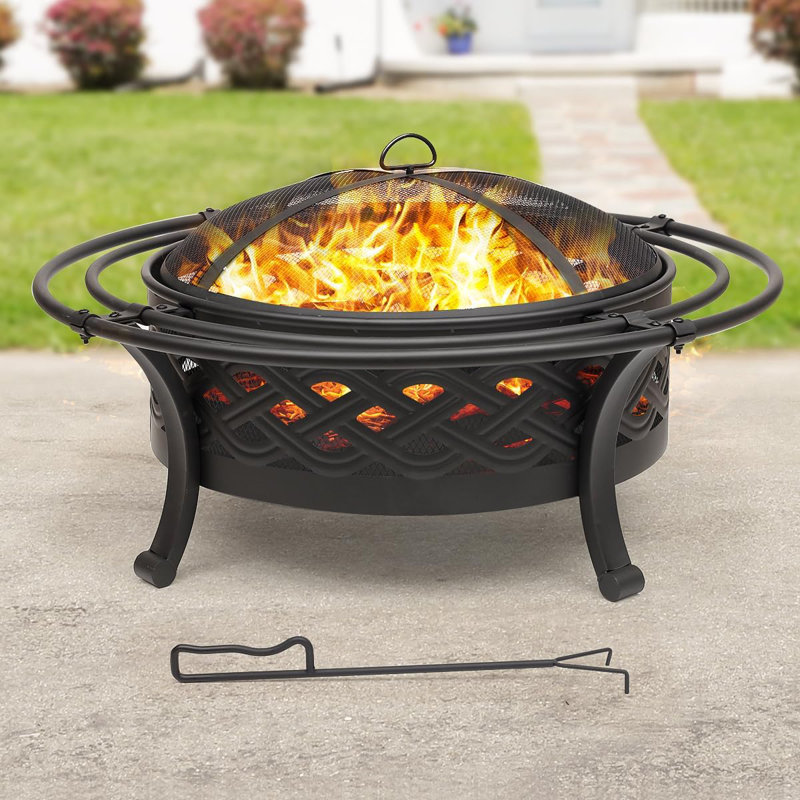 Red Barrel Studio® 36 Inch Fire Pit with 2 Loops,Crossweave Wood ...