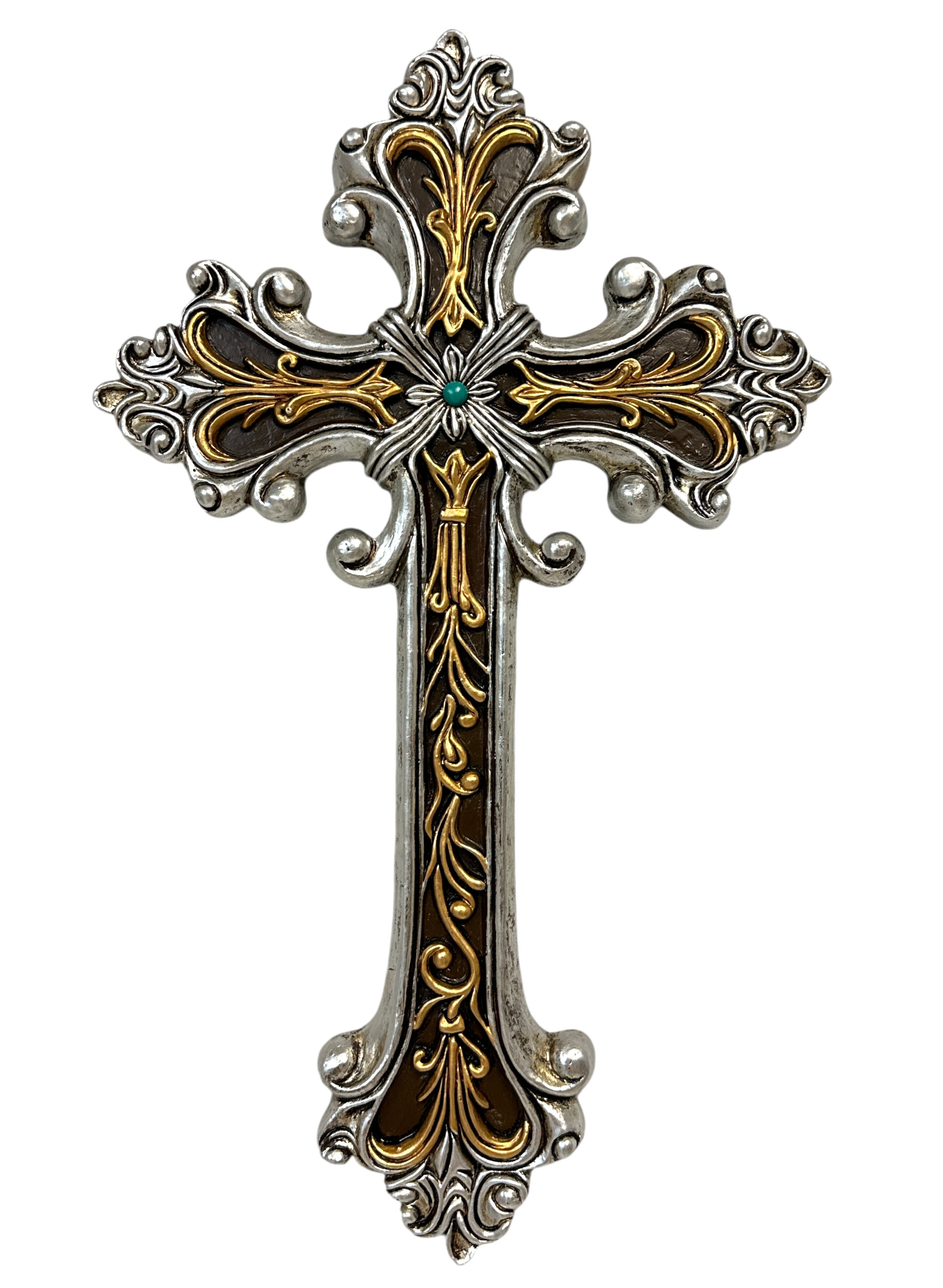 Fleur De Lis Living Polyresin Ornate Filigree Scrollwork Silver & Gold ...