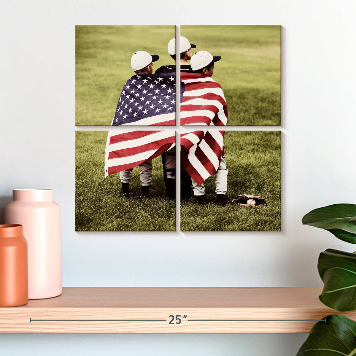 Ebern Designs Borges Baseball Kids With US Flag | Wayfair