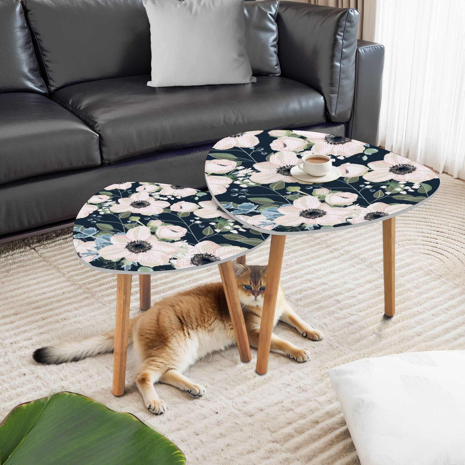 George Oliver Triangle Nesting Coffee Table Set of 2 Seamless floral ...
