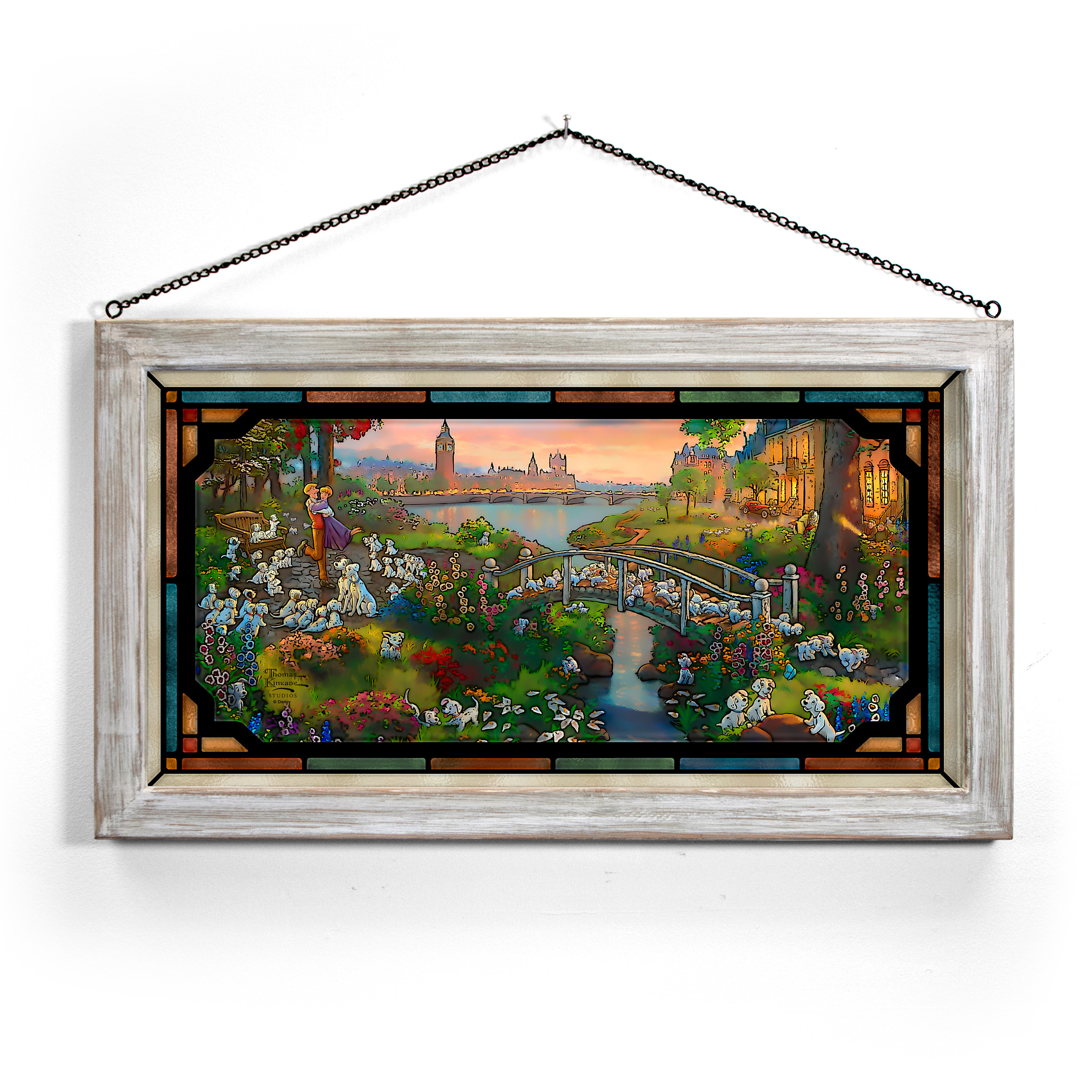 Art Brand Studios SGA DISNEY 101 DALMATIONS 13X23 :KINKA; STAINED GLASS ART WHITEWASH FRAMED ...