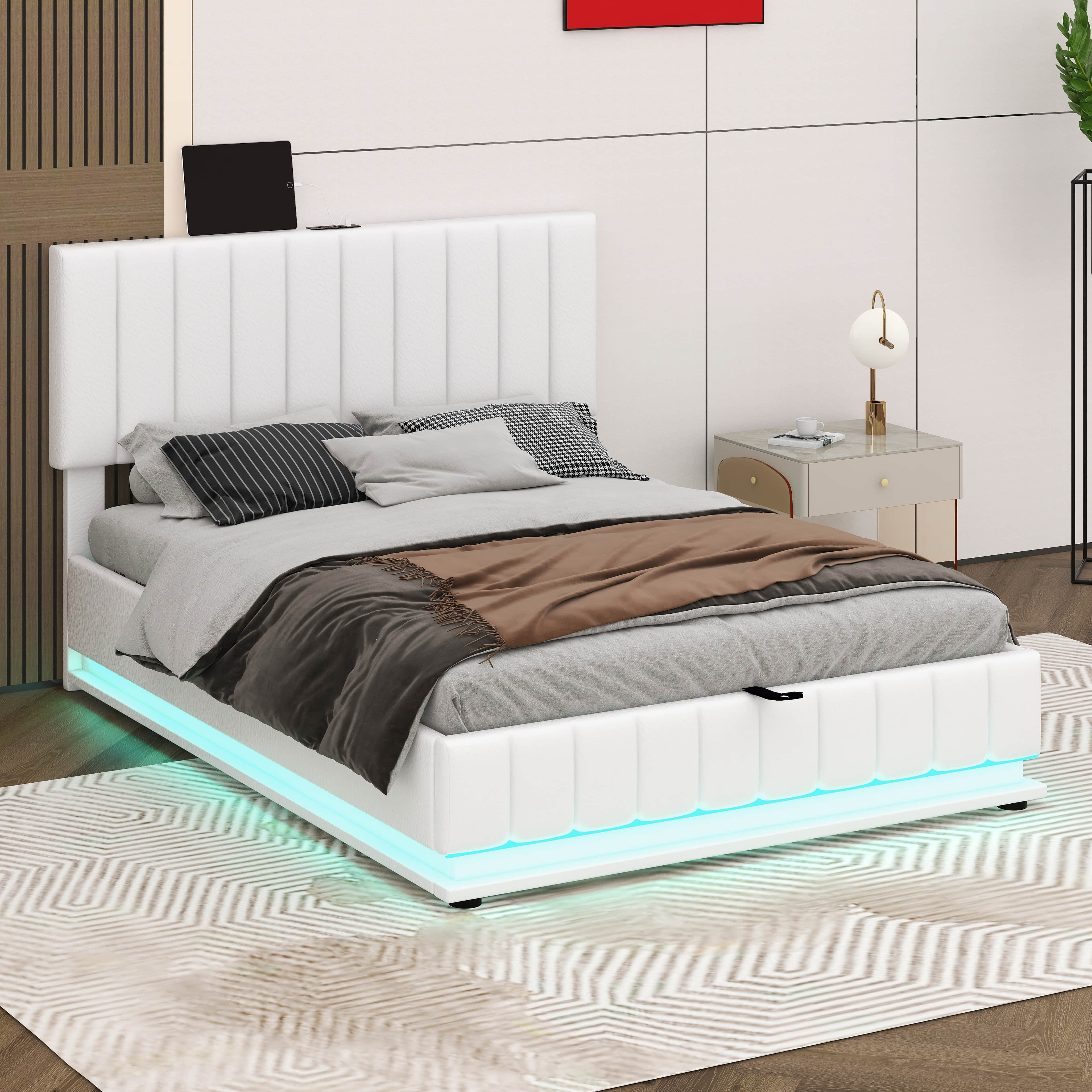 Brayden Studio® Charlonda Modern Platform Bed with Sockets and USB ...