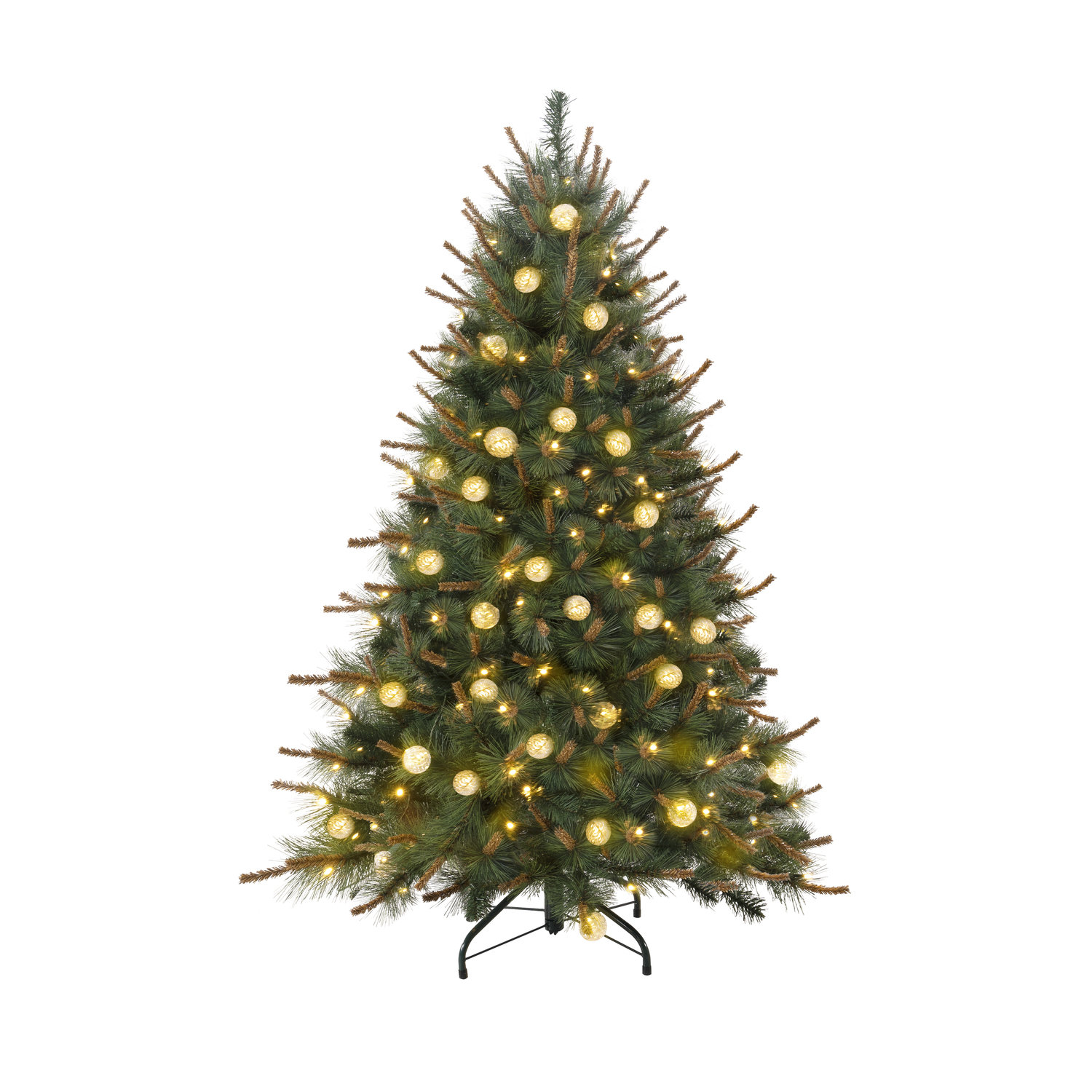 Fleur De Lis Living Pre-Lit Withered Green Christmas Tree with Metal ...